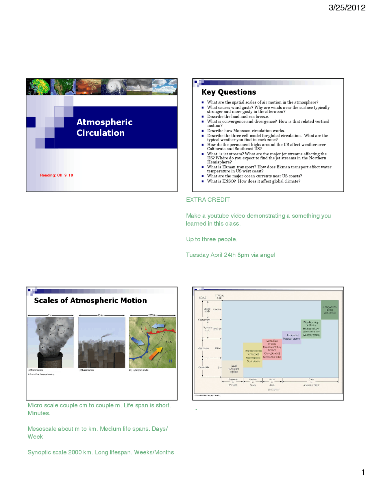 The Atmospheric Circulation Lecture Slides Geo 203 Docsity