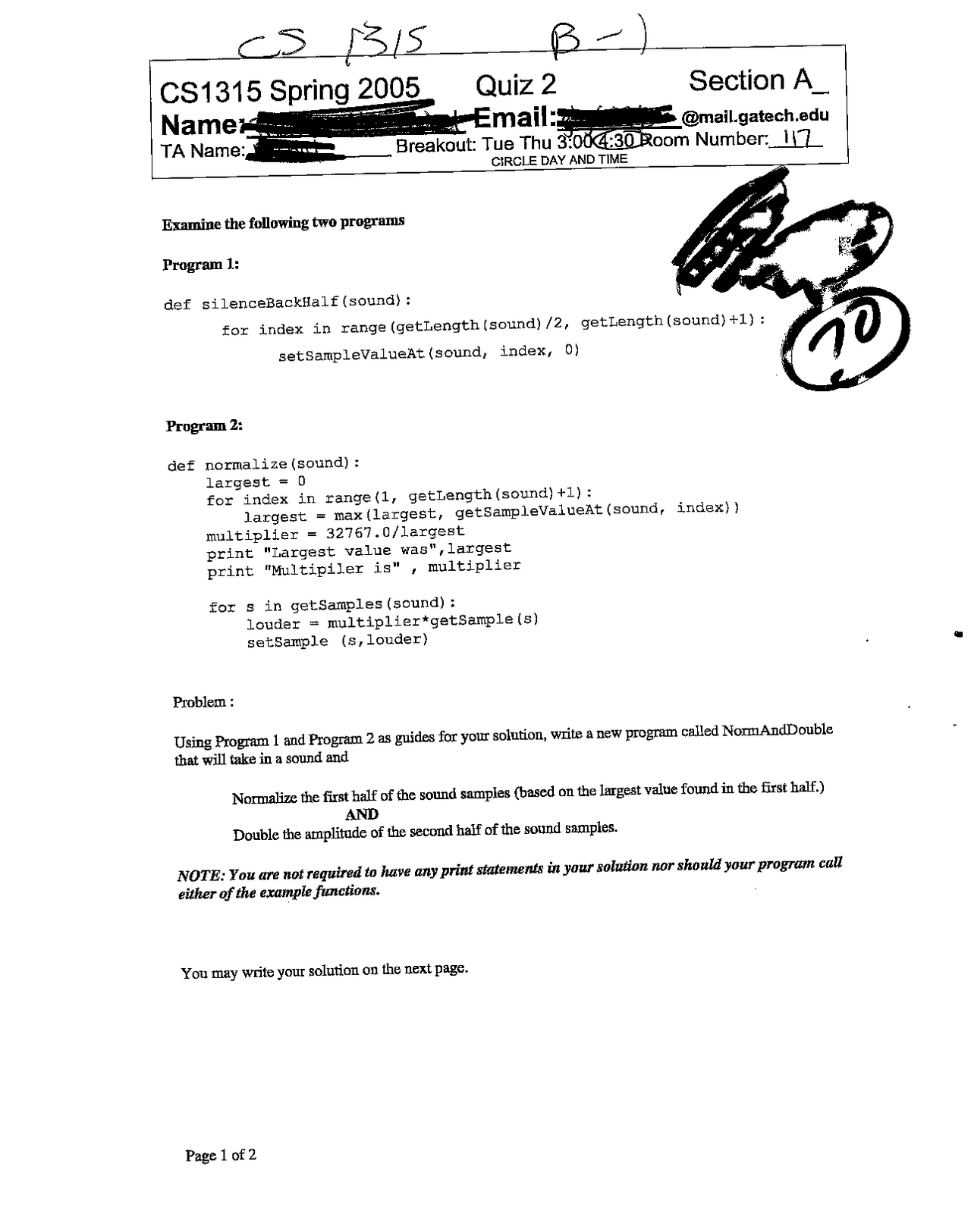 Introduction To Media Computation Quiz 2 Cs 1315 Docsity