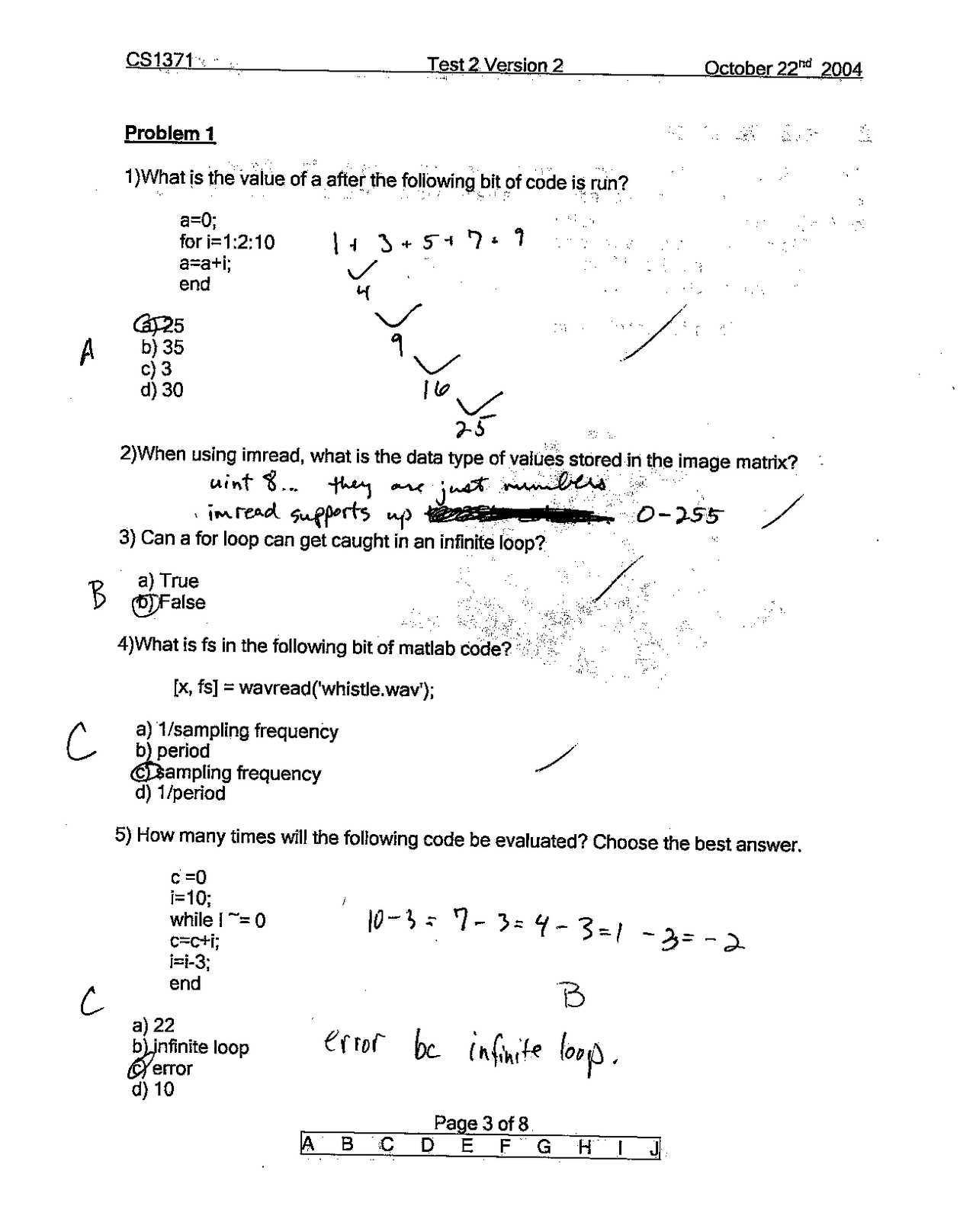 Test 2 Version 2 With Solution For Computing For Engineers Cs 1371