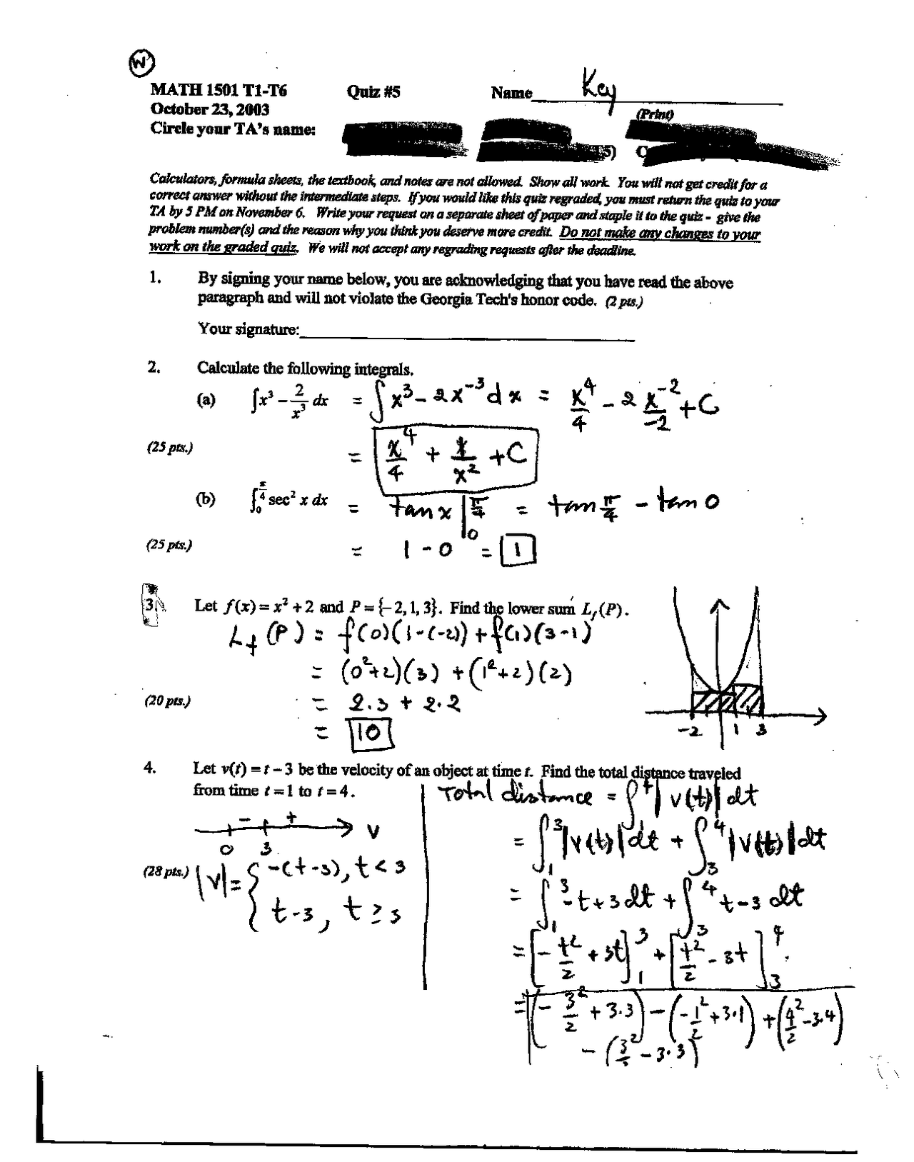Resolution For Quiz 5 Calculus I Math 1501 Docsity