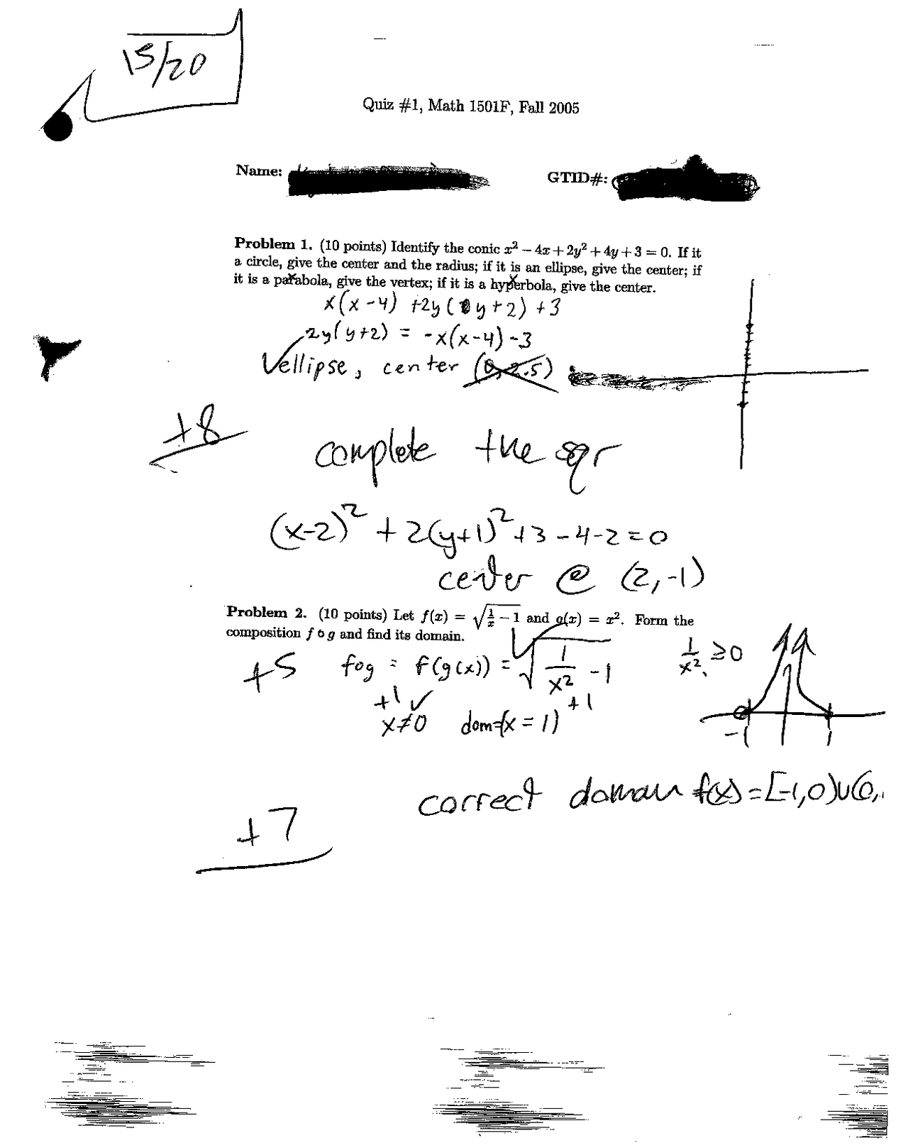 Quiz 1 With Answers Calculus I Math 1501 Docsity