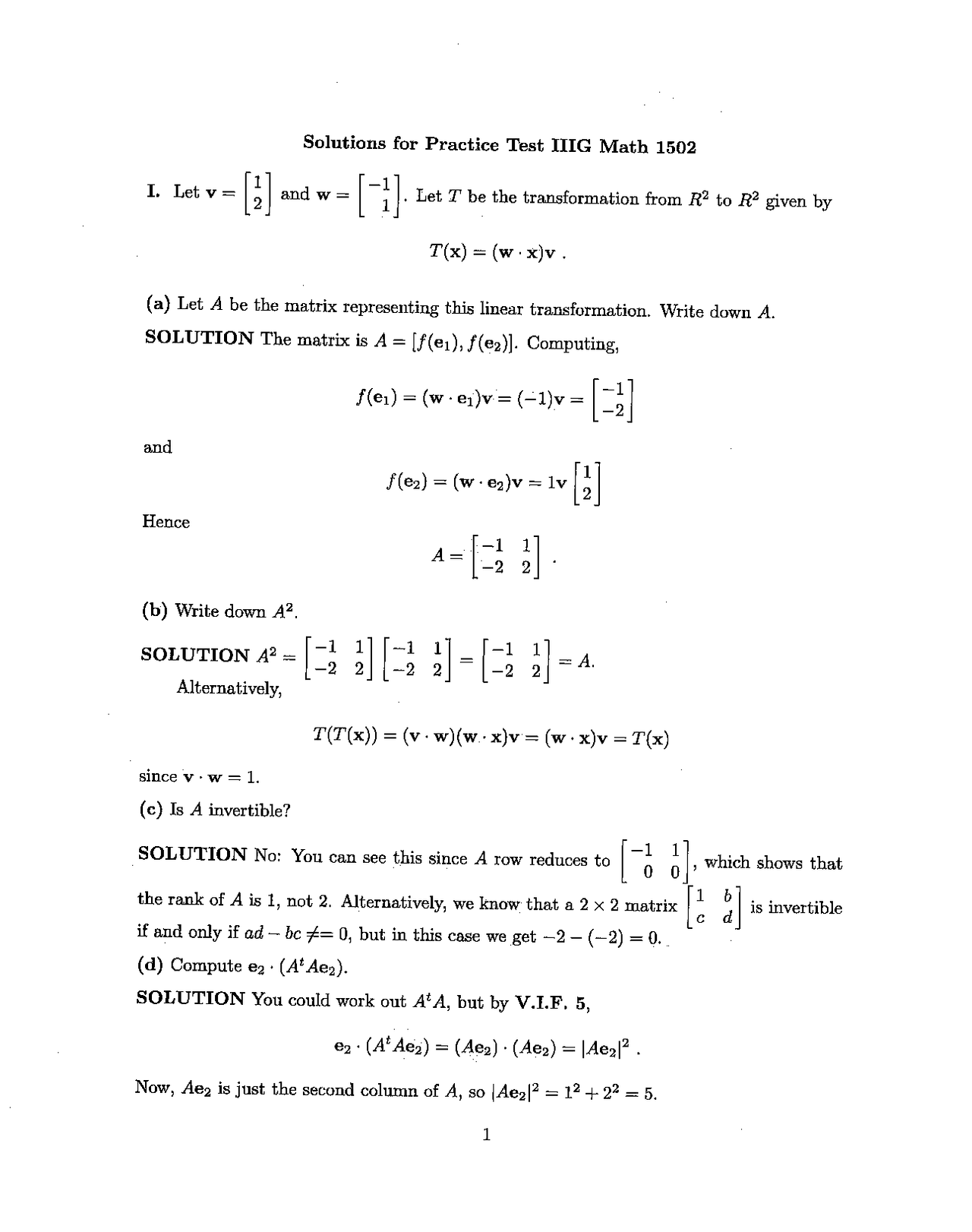 Manual Solutions for Practice Exam 3 - Calculus II | MATH 1502 - Docsity