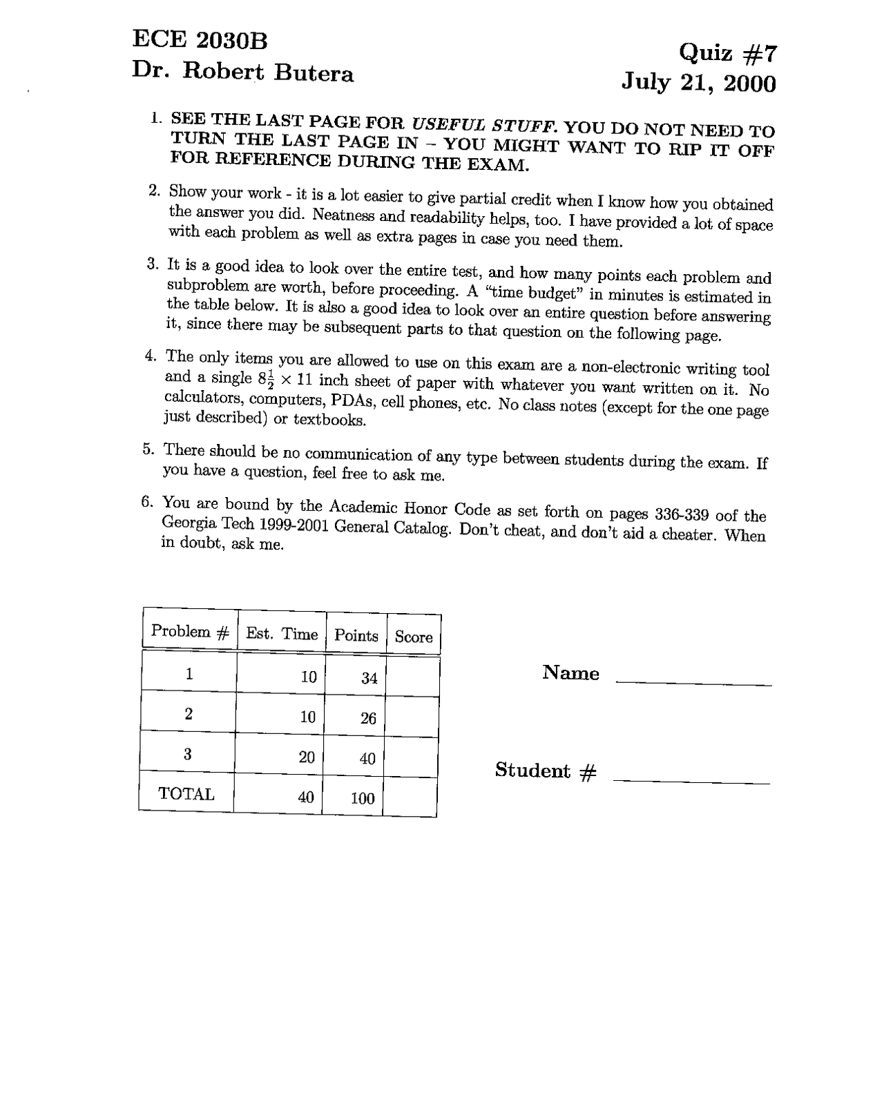 3 Questions In Introduction To Computer Engineering Quiz 7 Ece 2030