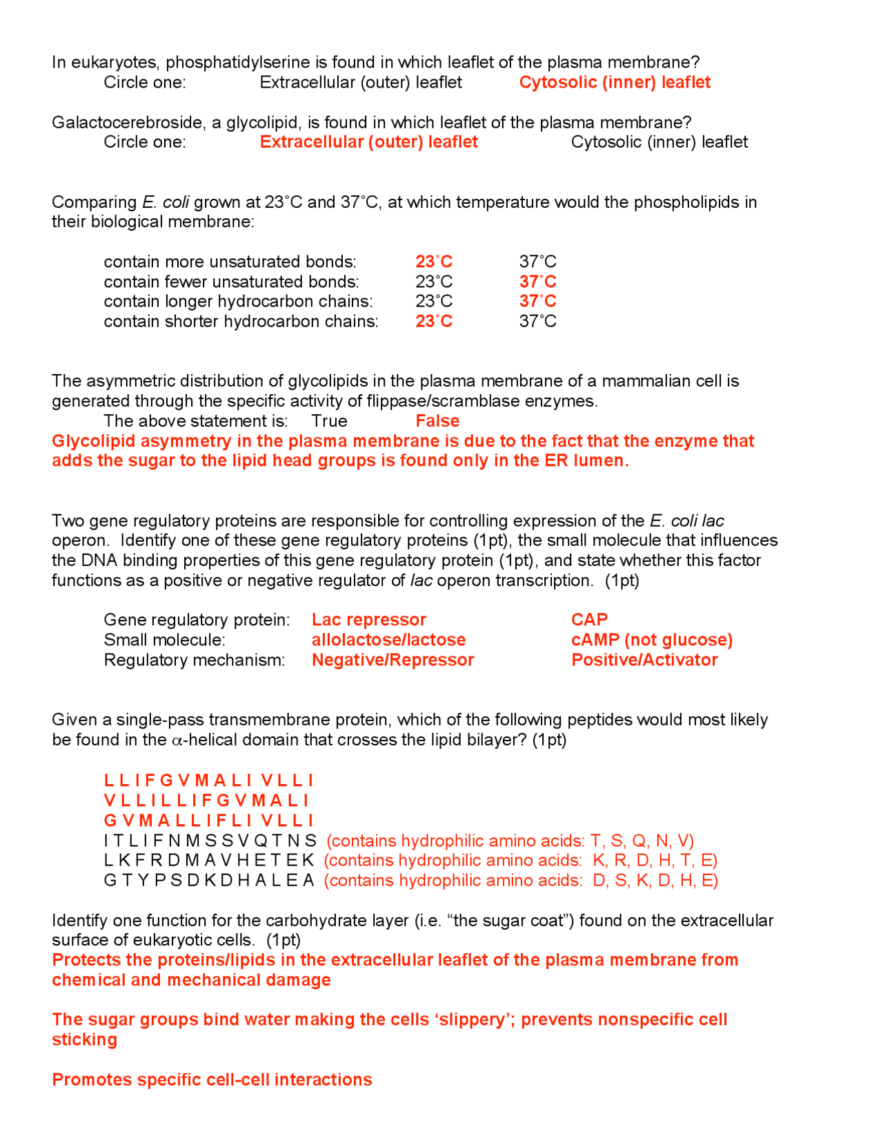 Quiz 3 With Solution For Cell Biology Bio 2103 Docsity