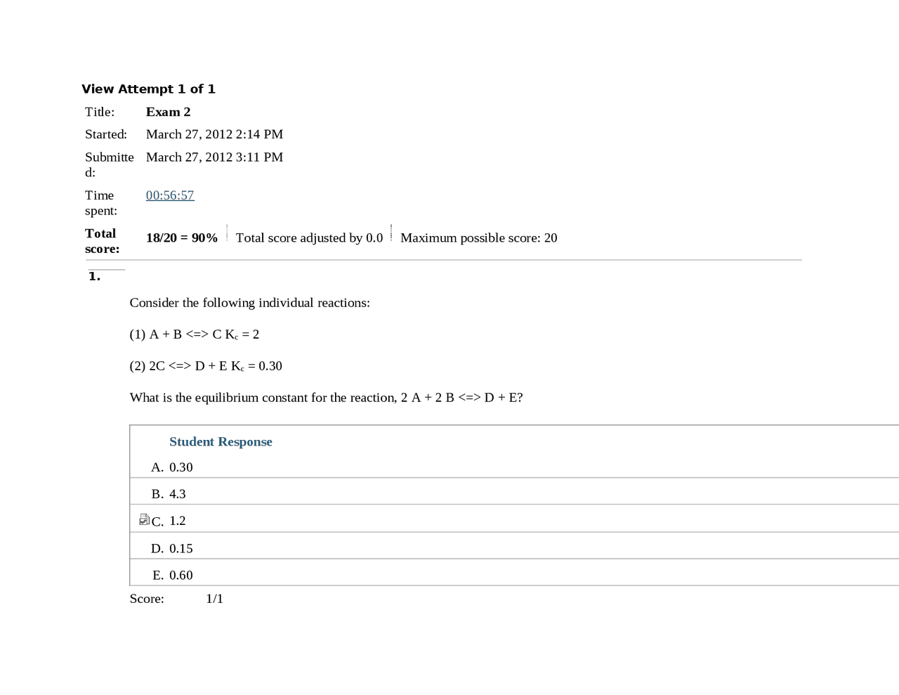 Solved Questions For Exam 2 Fundamentals Of Chemistry Chem 1332