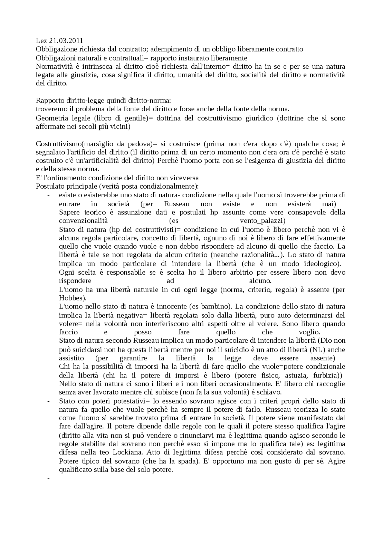 Appunti di Filosofia del Diritto - prof. Danilo Castellano - Docsity