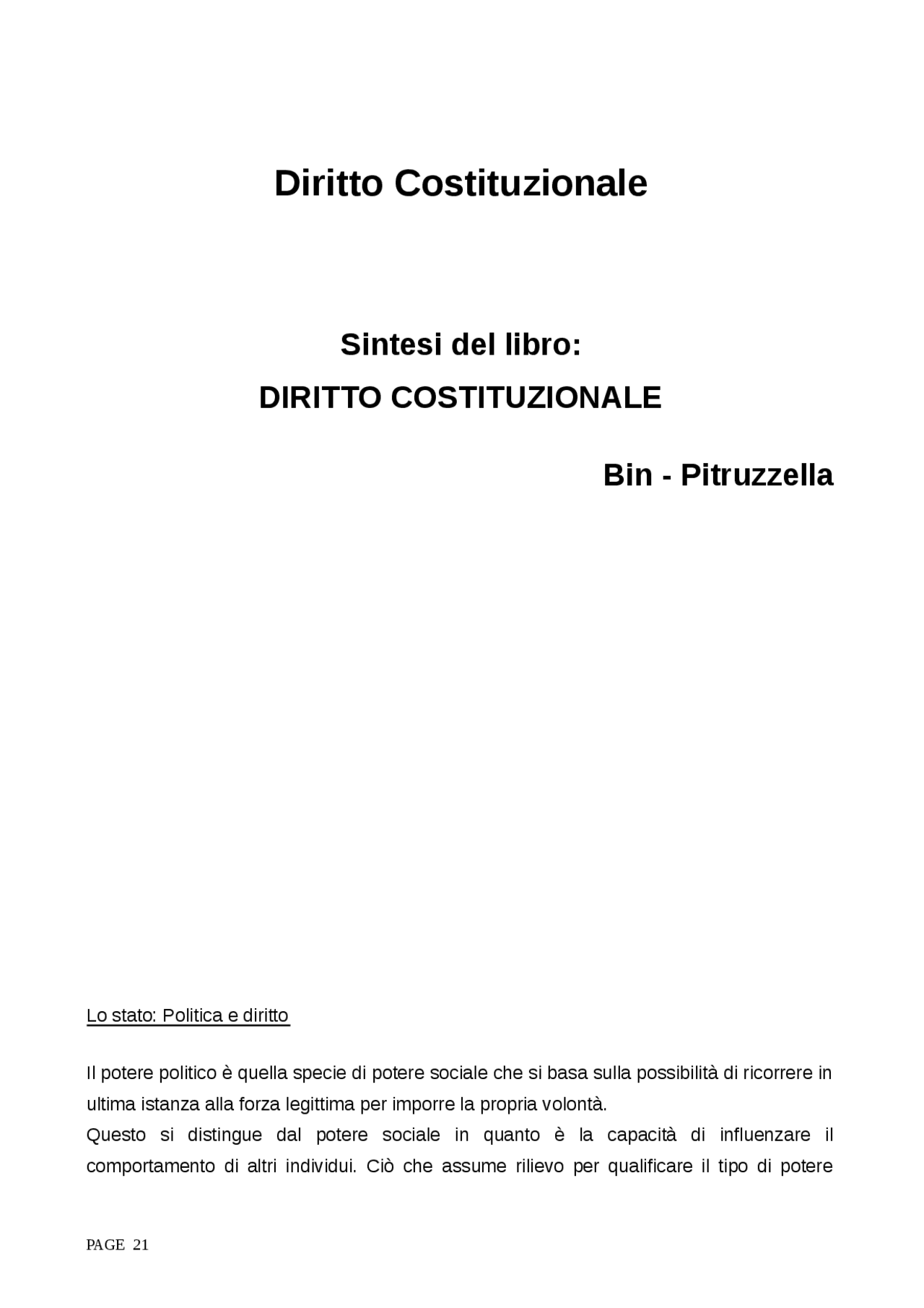 Riassunto Dir Costituzionale Docsity
