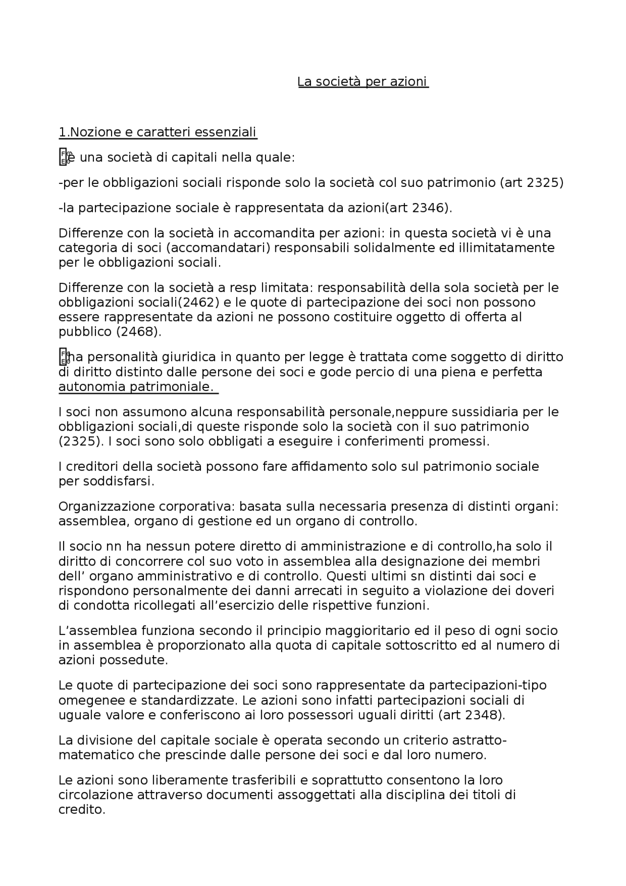 La Società Per Azioni Docsity