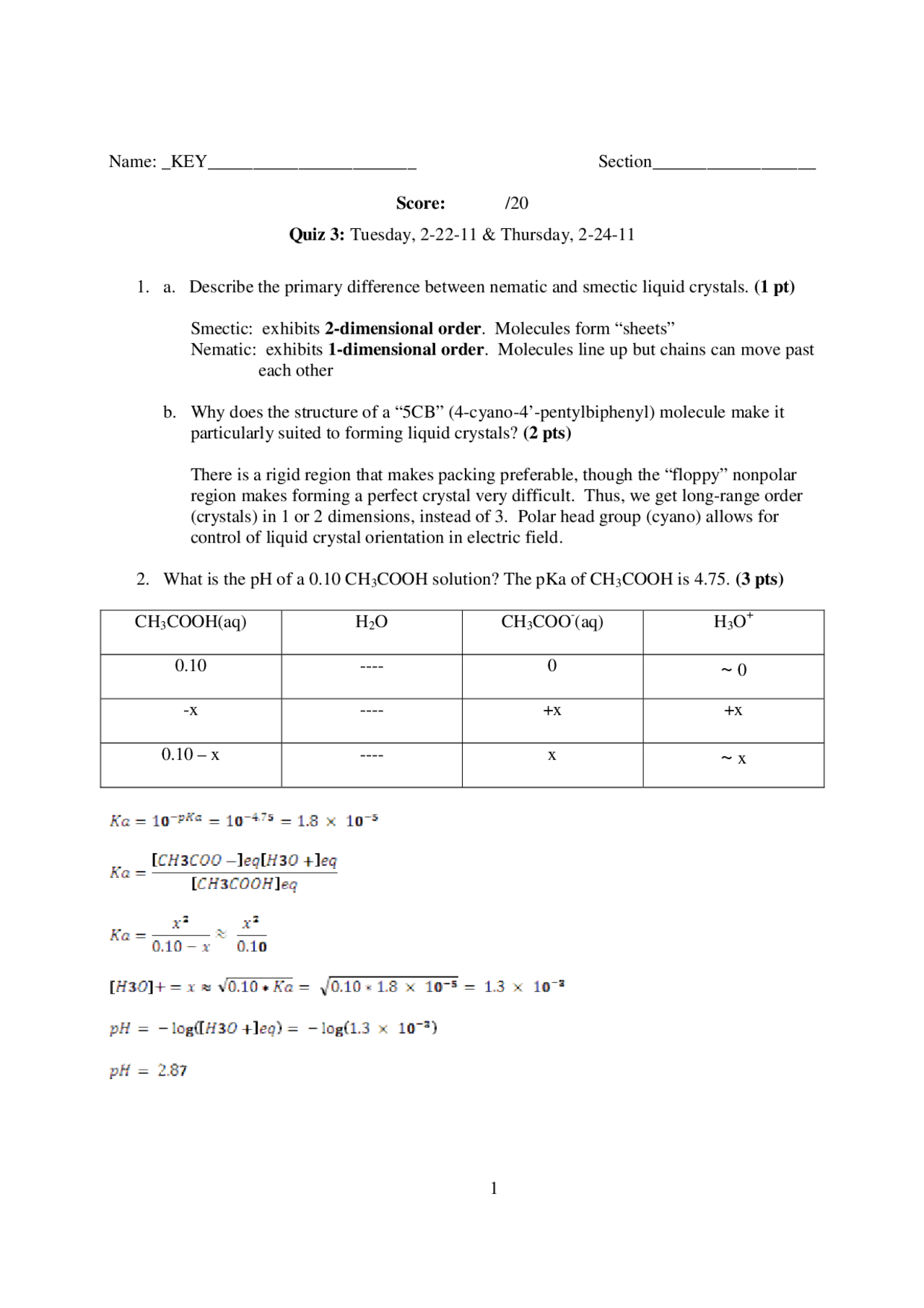 4 Questions In Quiz 3 Accelerated Chemistry Ii Chem 204 Docsity