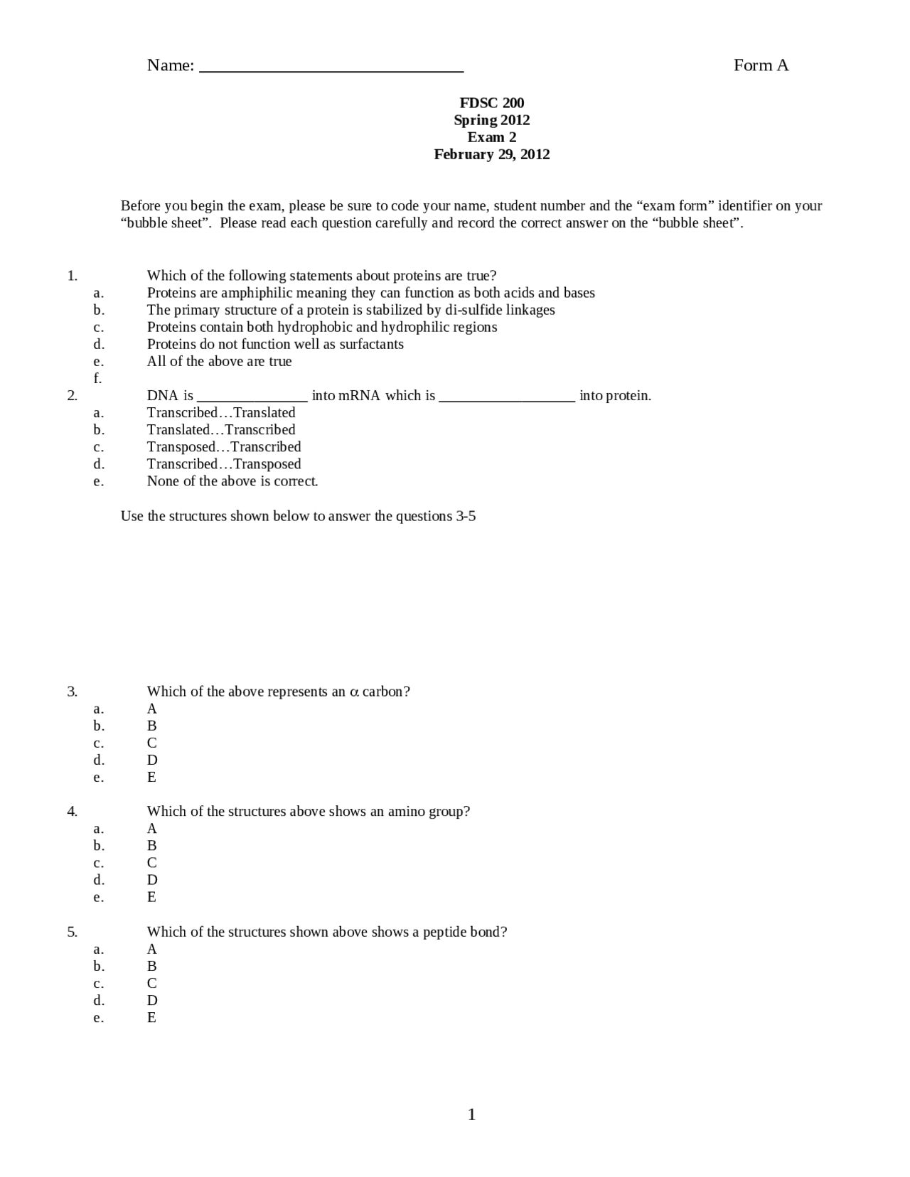 Exam 2 Form A Introductory Food Science Fd Sc 200 Docsity