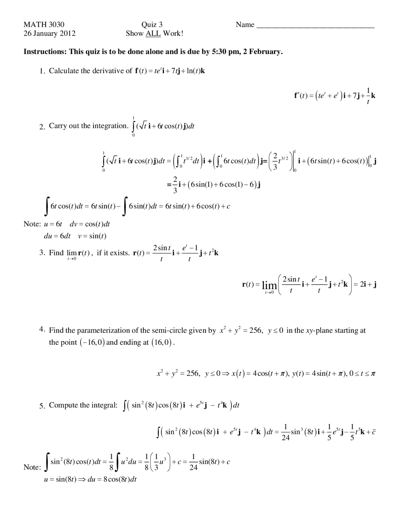 10 Solved Problems On Math Models Quiz 3 Math 3030 Docsity