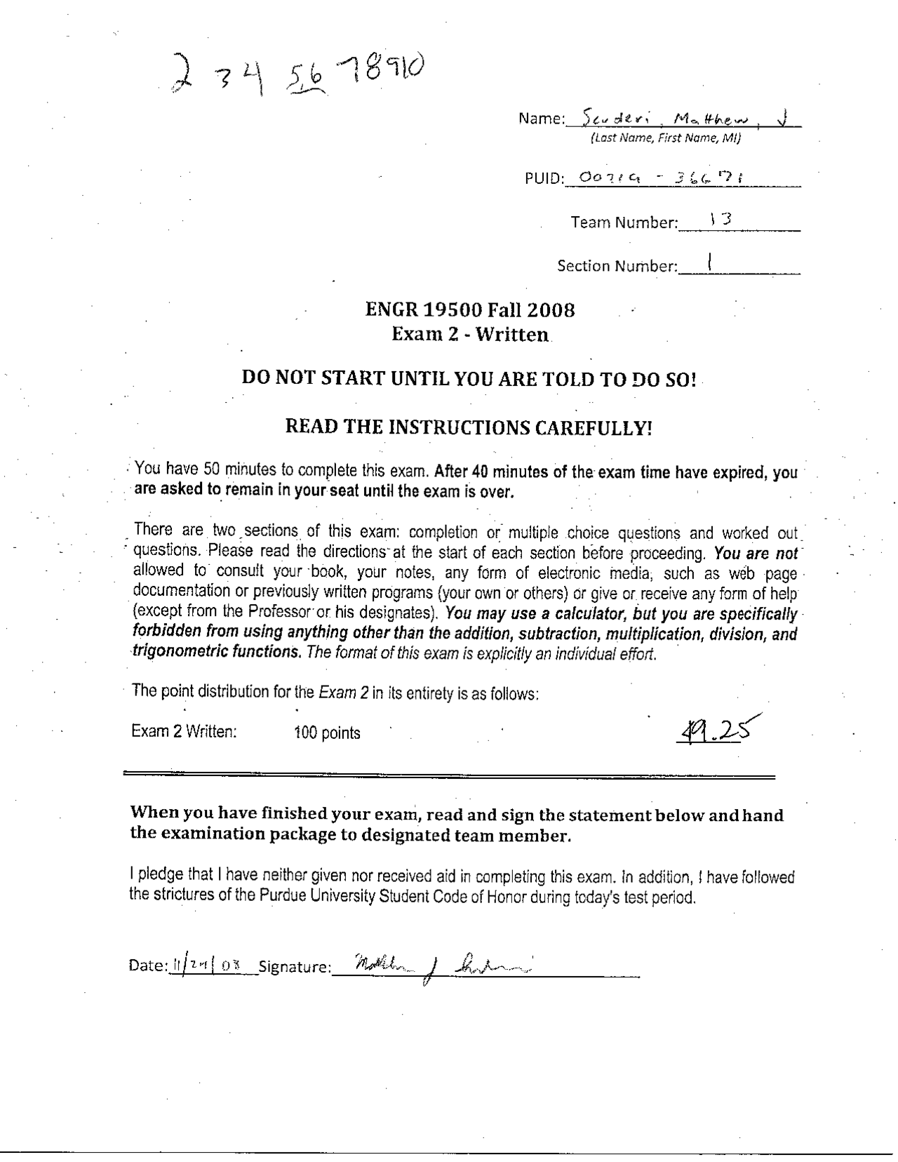 Old Exam 2 With Solutions Epics Learning Community Engr 19500 Docsity