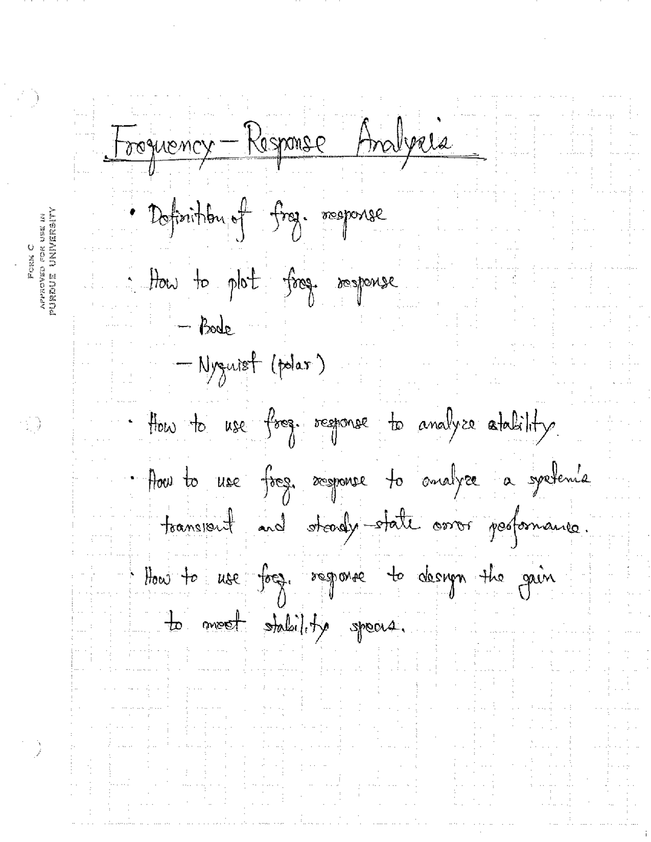 Frequency Response Analysis Lecture Handout Aae 36400 Docsity