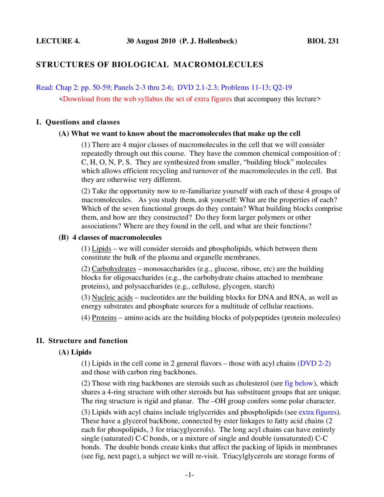 Notes On Structure And Function Of Biological Macromolecules Biol