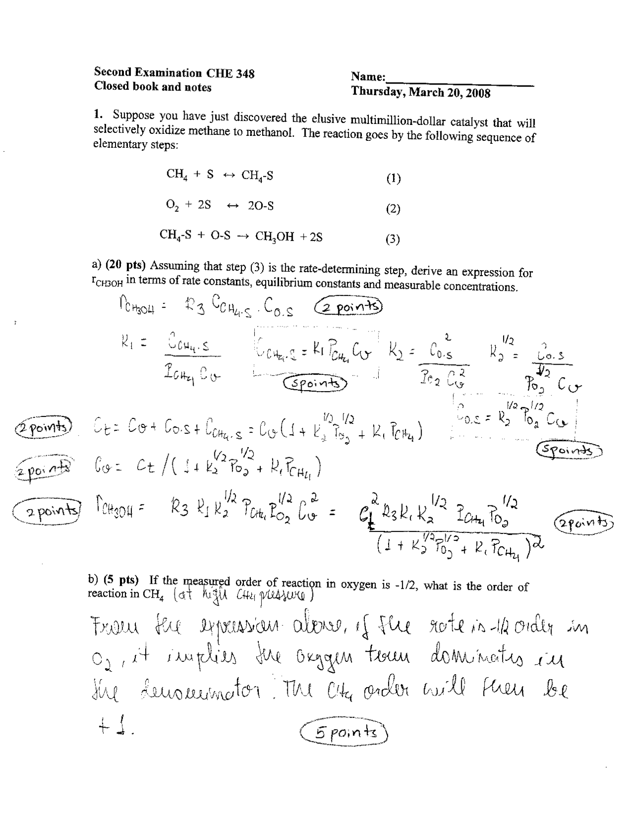 Exam 2 Questions with Solutions - Chemical Reaction Engineering | CHE ...