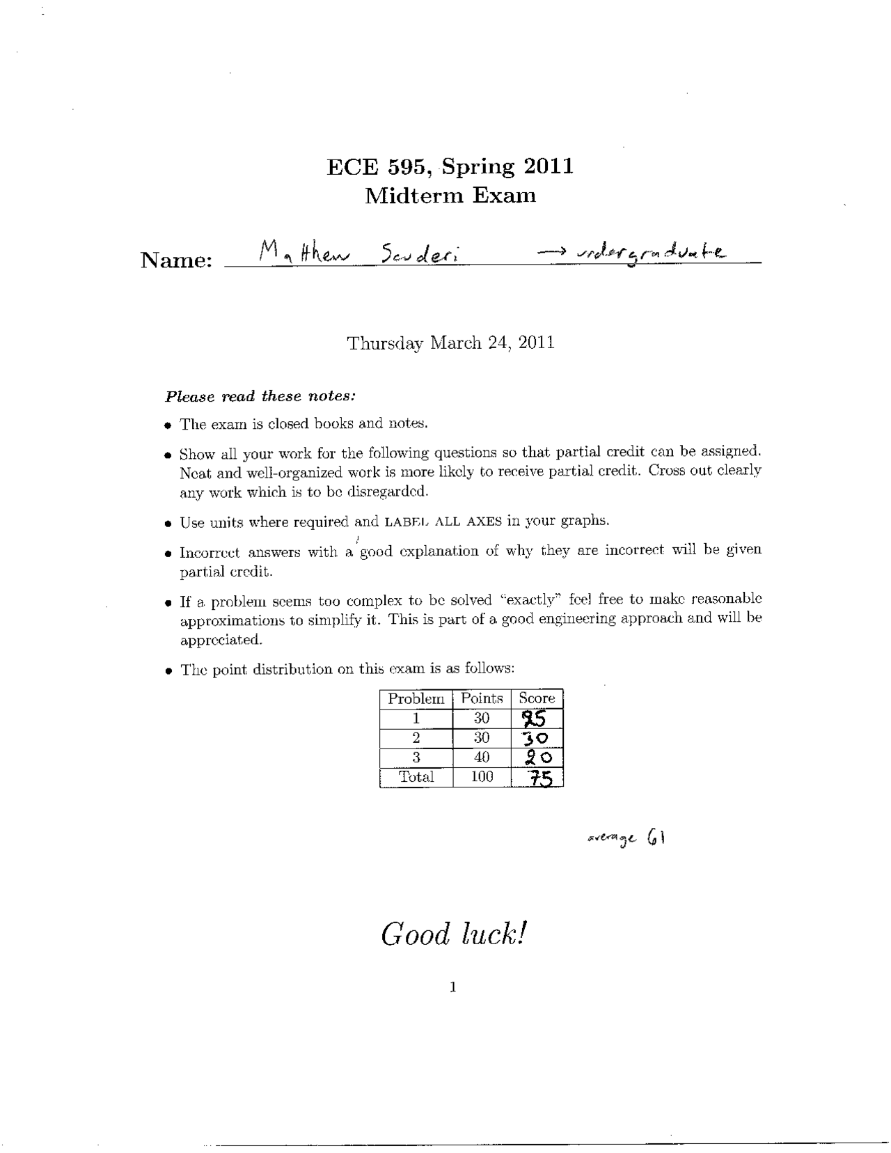 Midterm Exam 2 With Solutions Cmos Analog Ic Design Ece 59500
