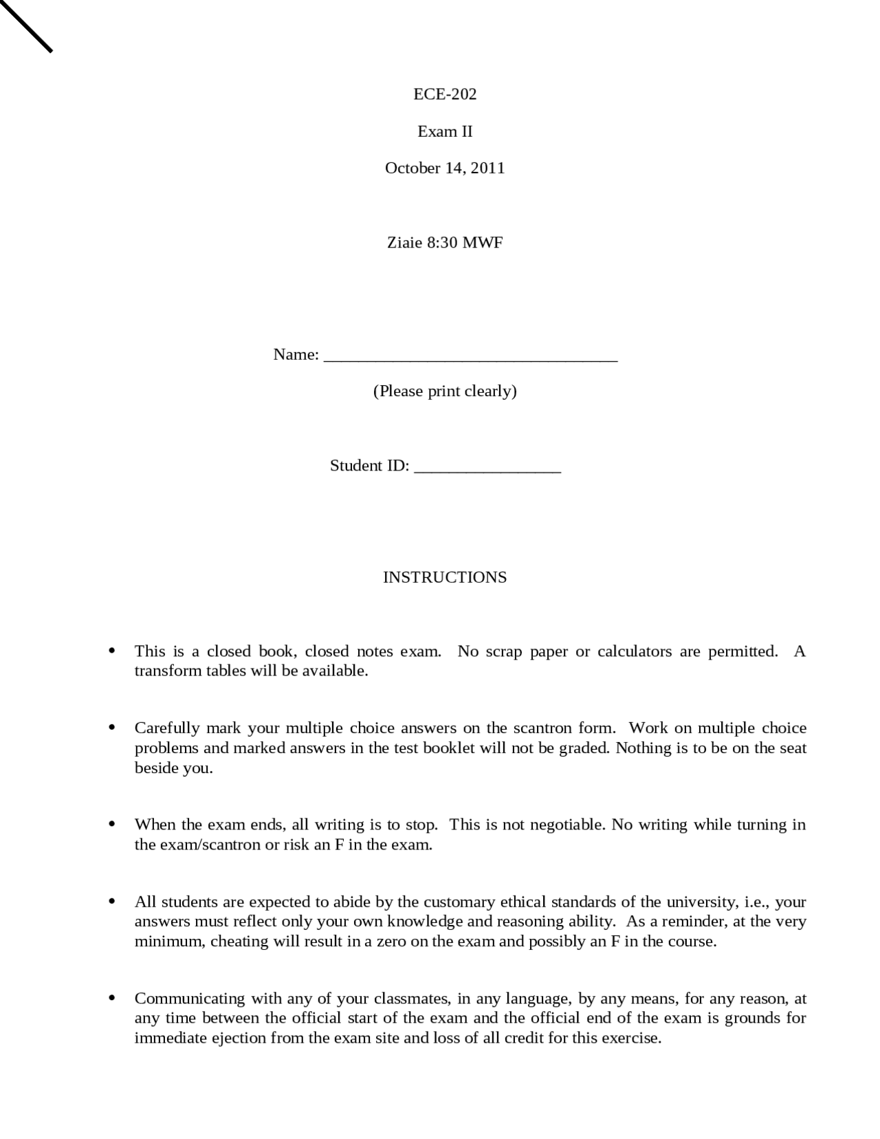 Exam 2 With Answer Key For Linear Circuit Analysis Ii Ece 20200 Docsity