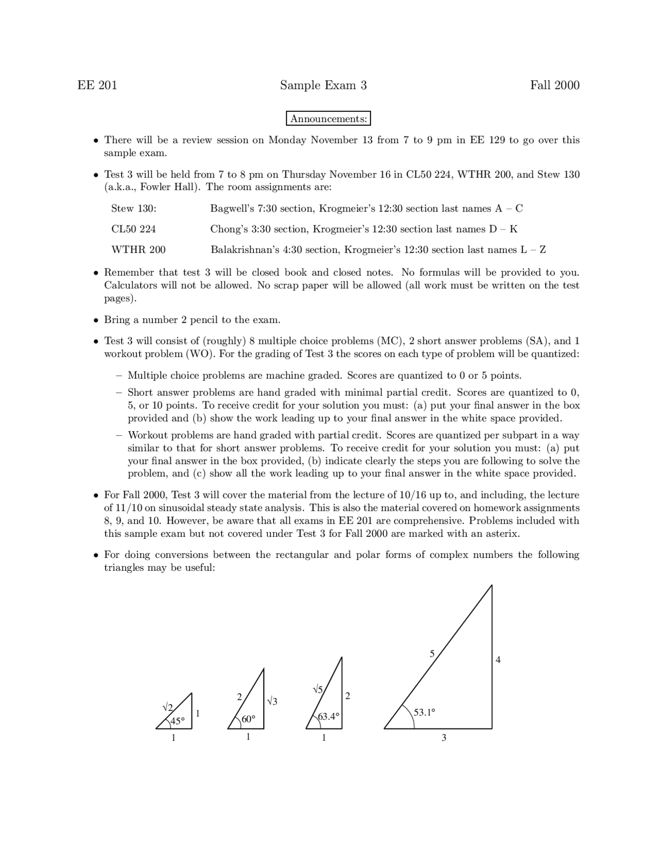 Sample Exam 3 With Manual Solution Linear Circuit Analysis I Ece