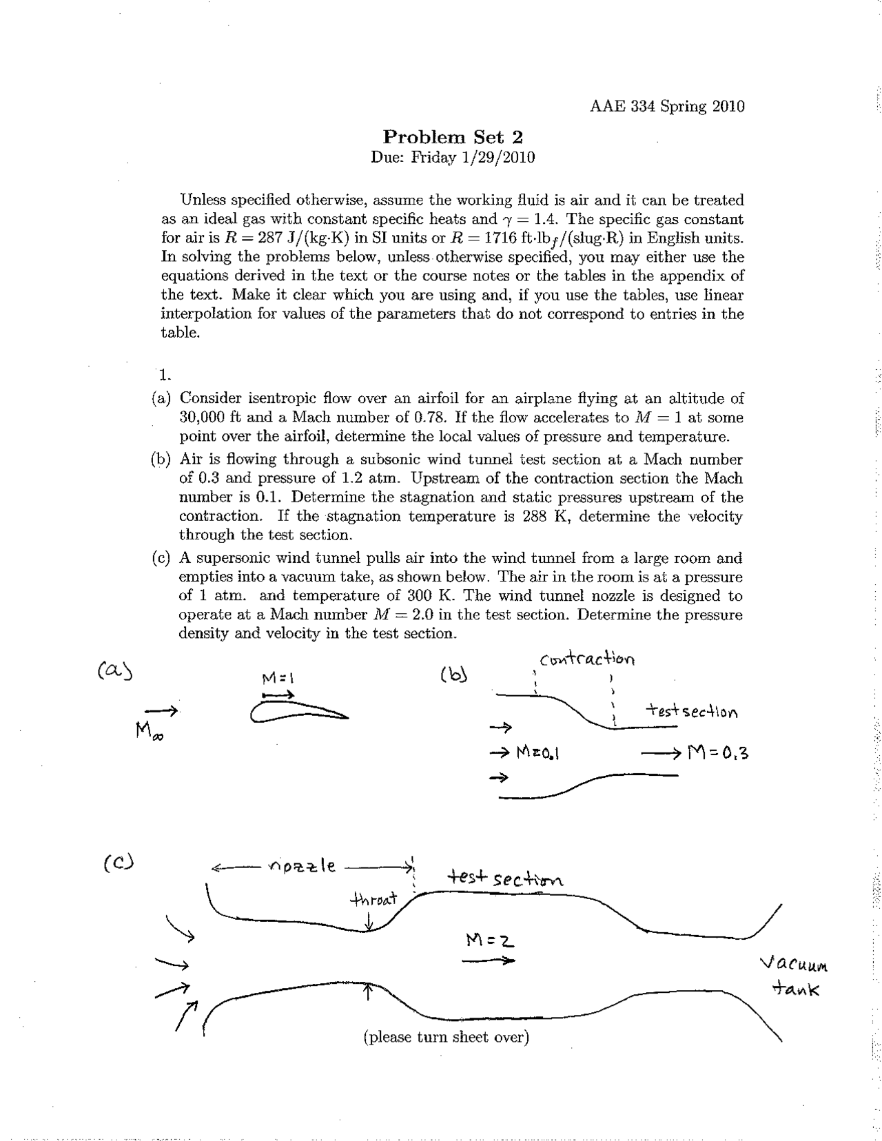 Problem Set 2 For Aerodynamics Aae 33400 Docsity