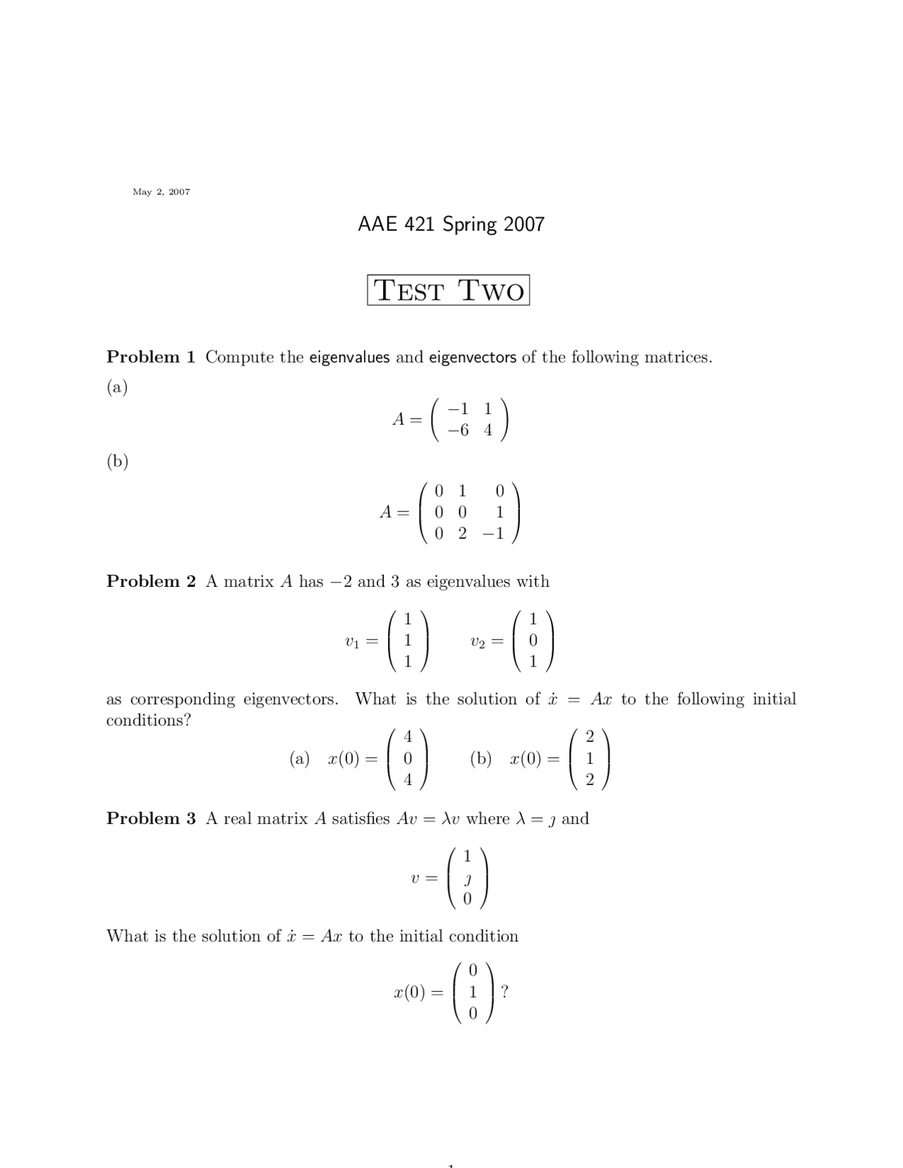 Old Exam Questions Flight Dynamics And Control Aae 42100 Docsity