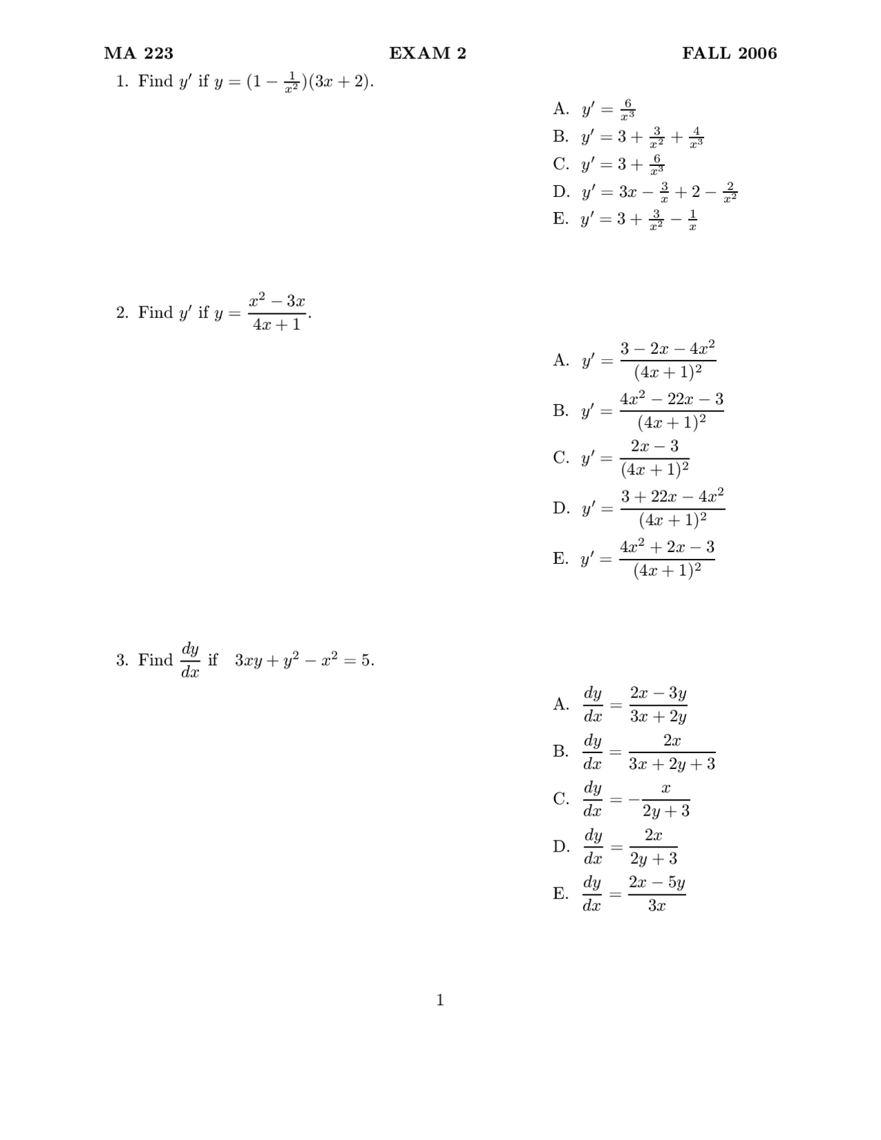 Solutions To Exam 2 Introductory Analysis I Ma 22300 Docsity