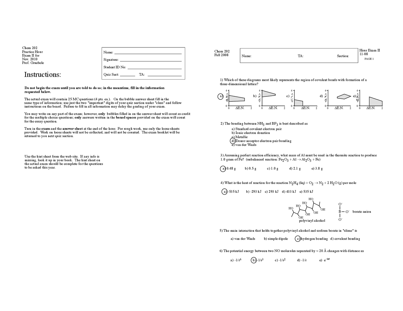 Exam 1 Solved Accelerated Chemistry I Chem 202 Docsity