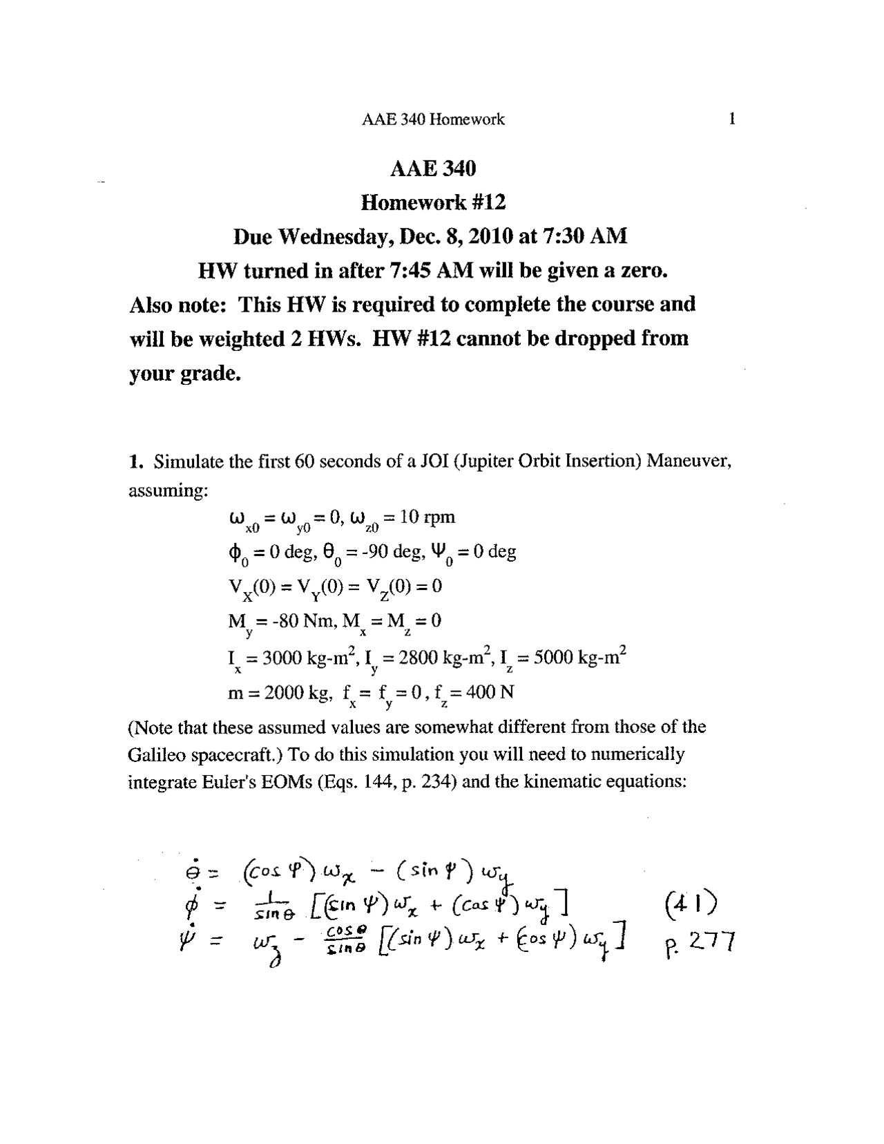 Assignment 12 Dynamics And Vibrations Aae 34000 Docsity
