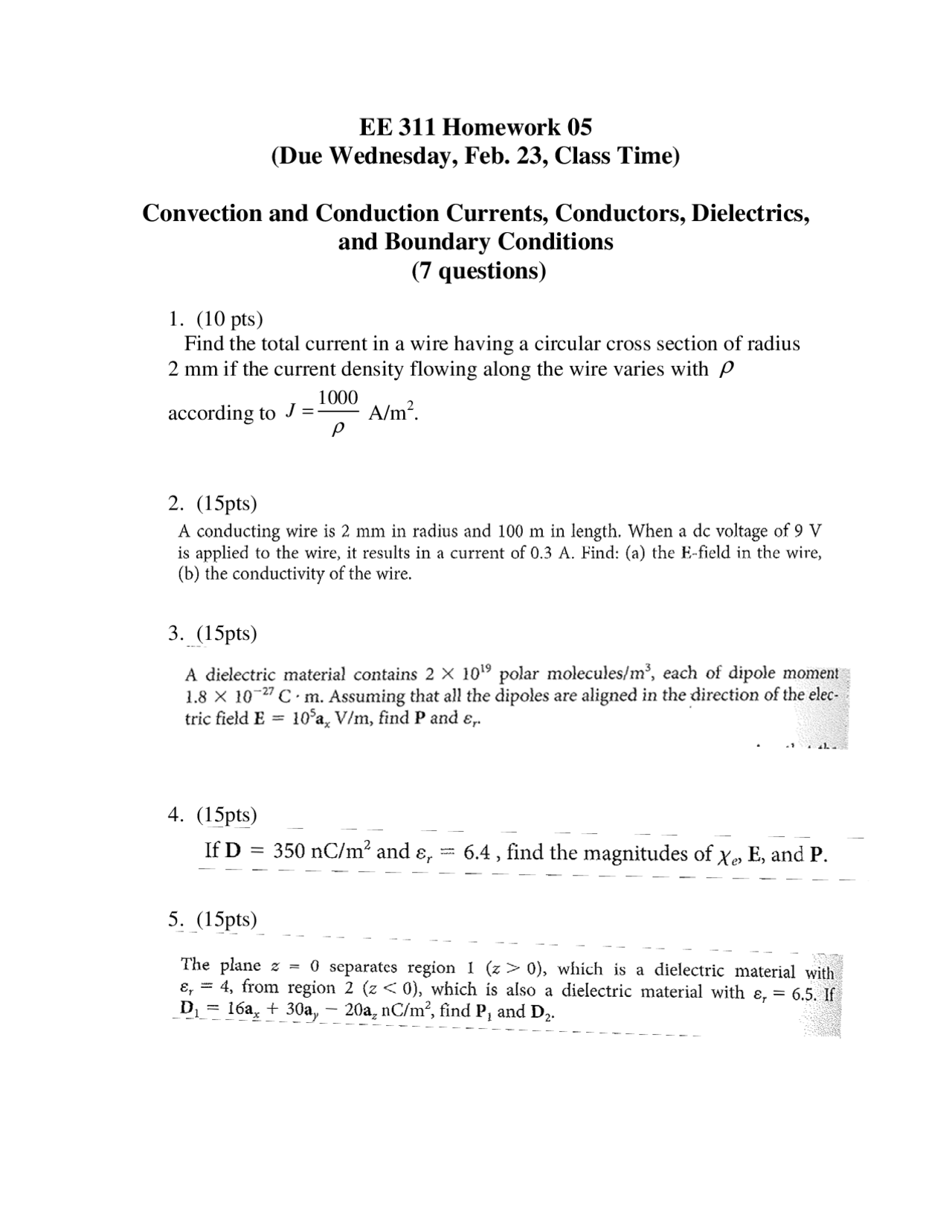 Convection and Conduction Currents, Conductors, Dielectrics - Homework ...