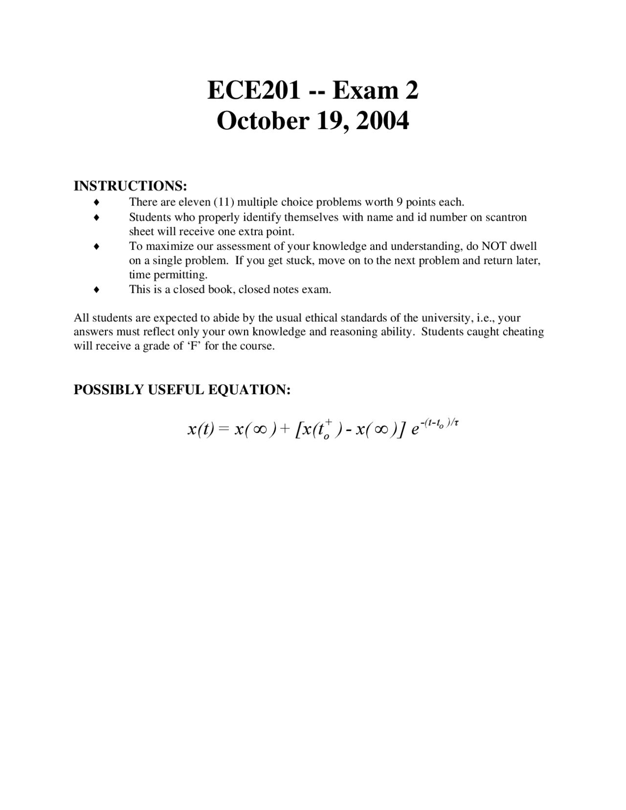 Resolution Of Questions Of Linear Circuit Analysis I Exam 2 Ece