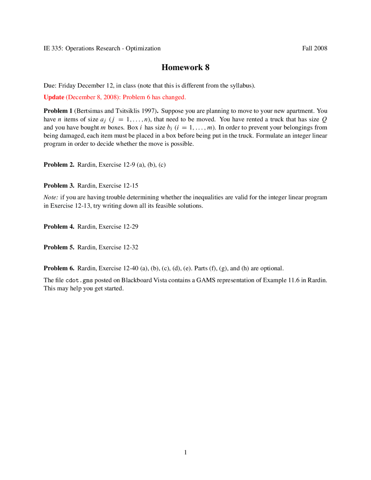 Operations Research Optimization Homework 2 With Resolution Ie