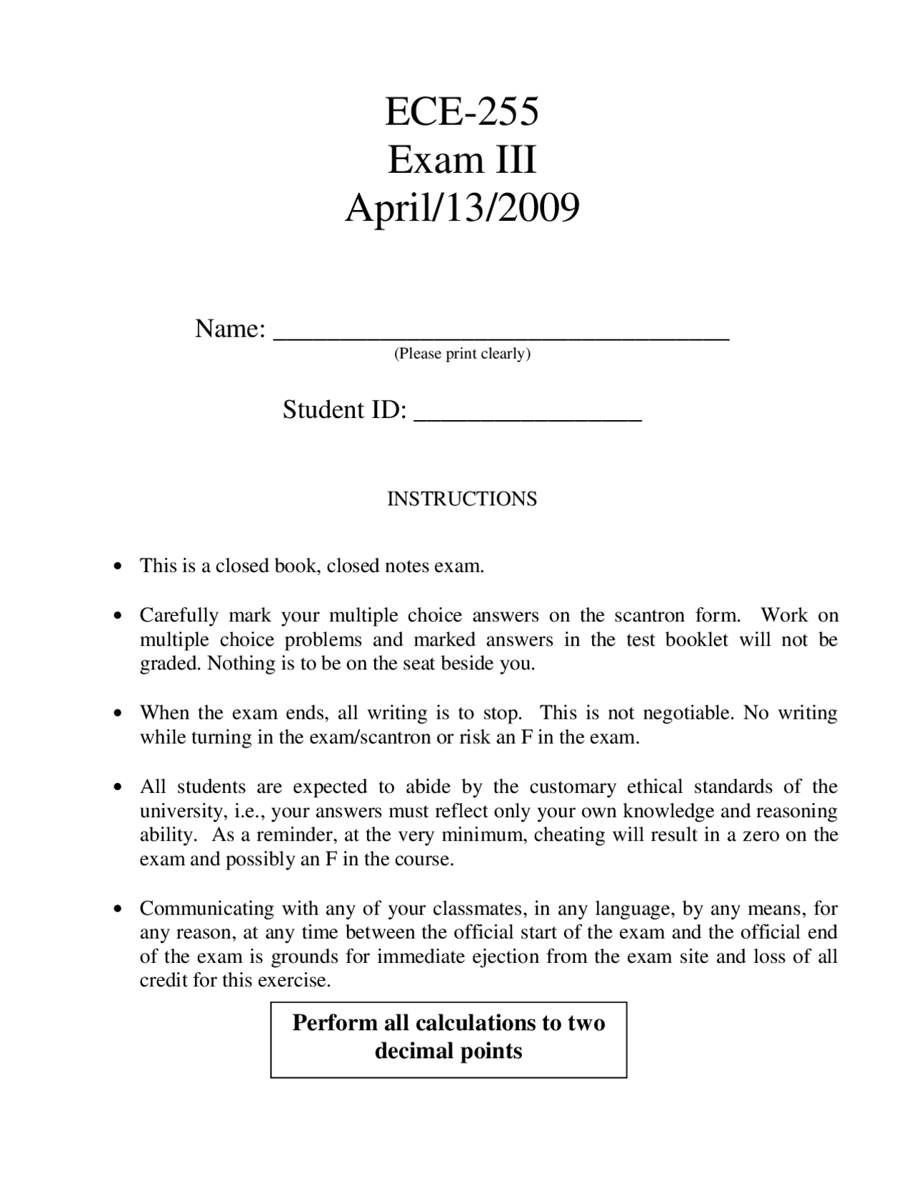10 Solved Questions On Multistage Amplifier Exam 3 Ece 25500 Docsity