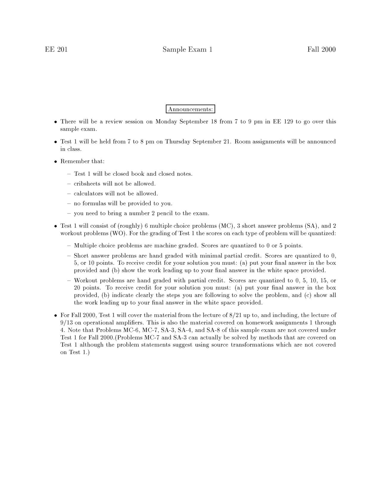Sample Exam 1 Problems Linear Circuit Analysis I Ece 20100 Docsity