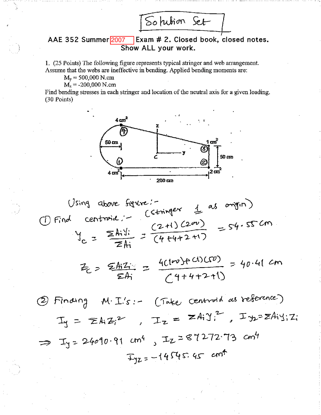 4 Questions With Solution Of Structural Analysis I Exam 2 Aae 35200