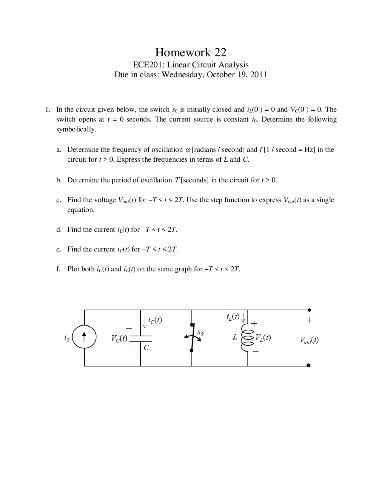 Linear Circuit Analysis I - Homework 22 Questions | ECE 20100 | Assignments Electrical Circuit ...