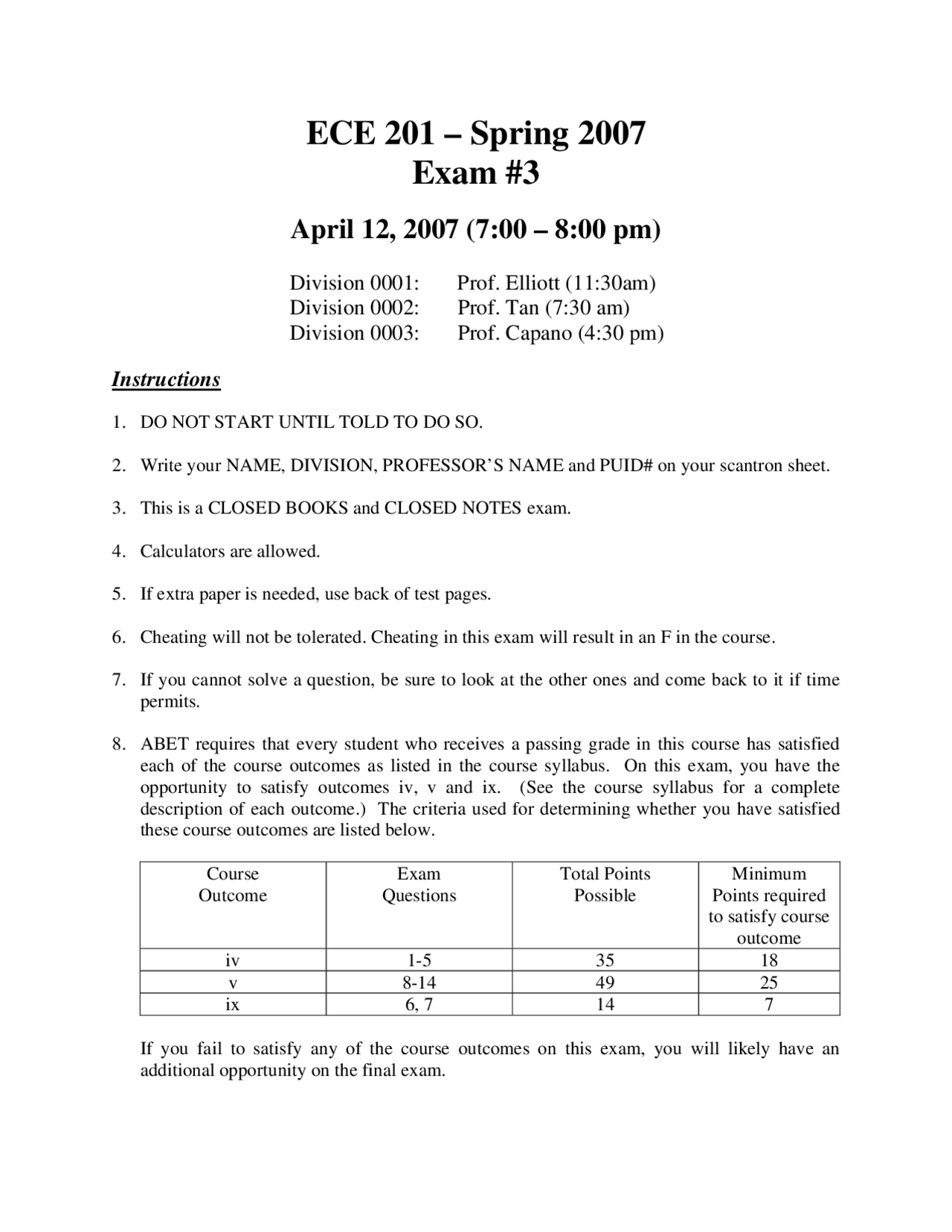 Exam 3 Questions With Answers Linear Circuit Analysis I Ece 20100