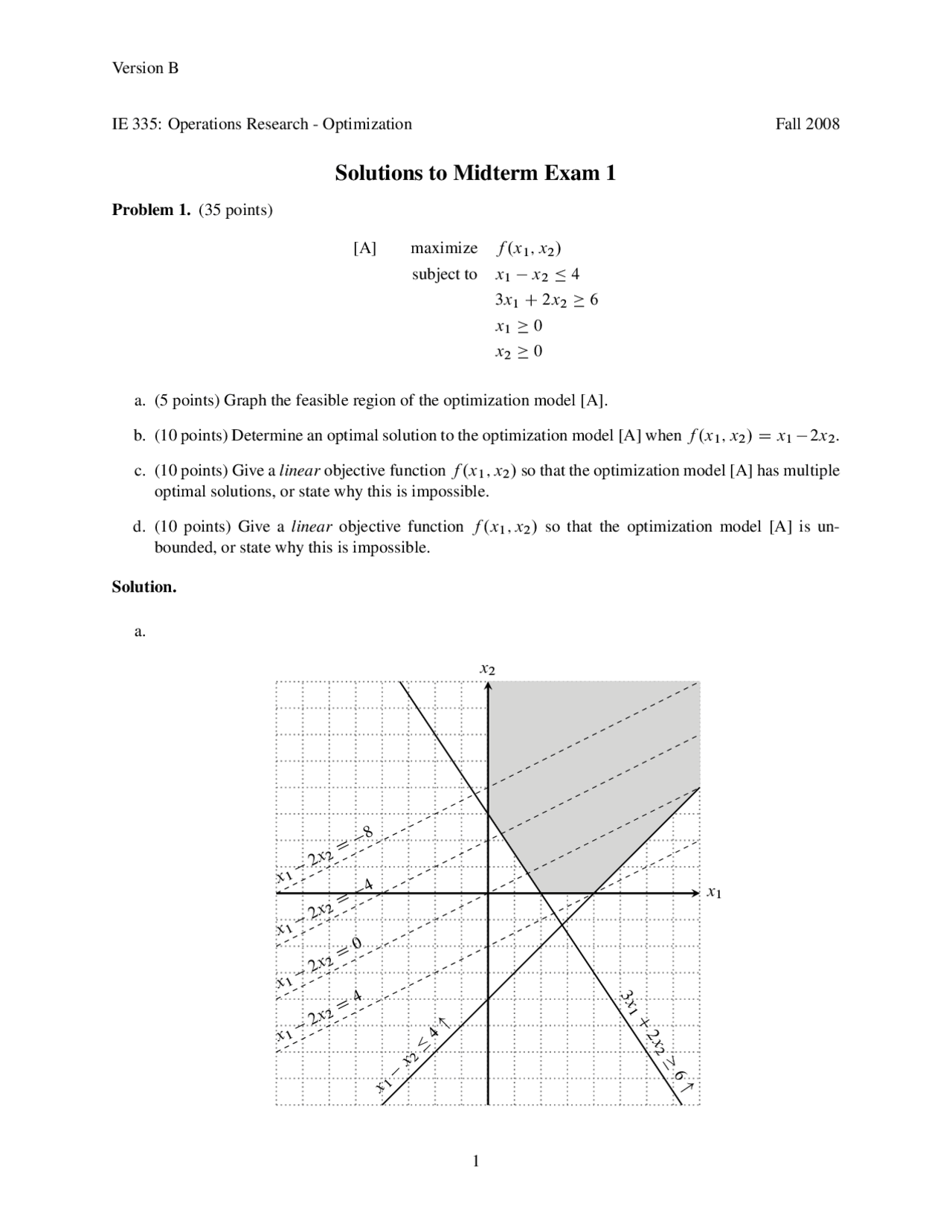 Solved Problems Of Midterm Exam 1 Operations Research Optimization