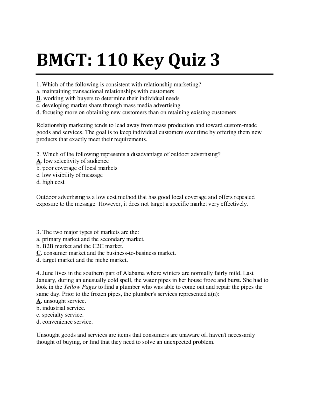 Quiz 3 With Answers Business Value Chain Bmgt 110 Exams