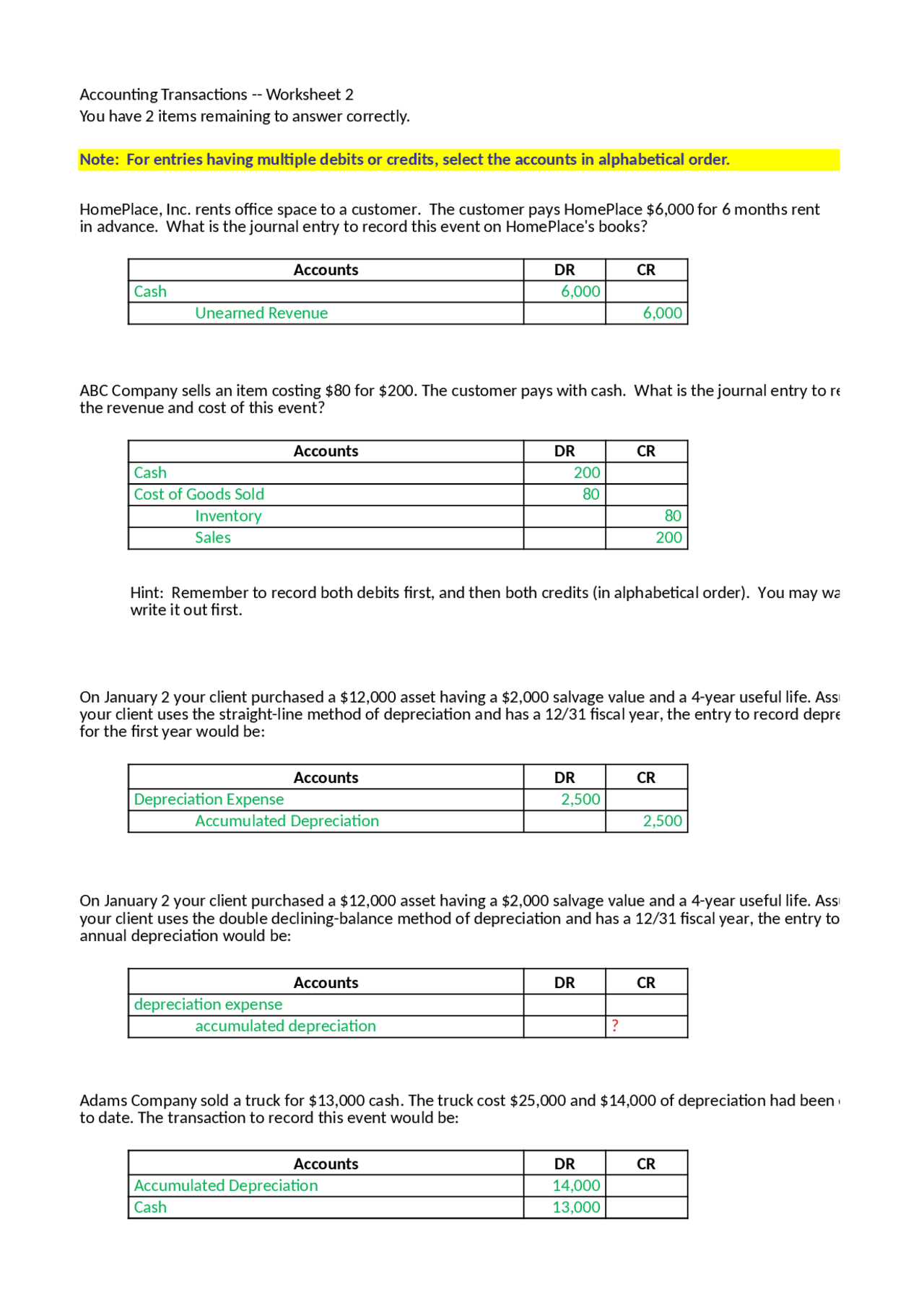 Accounting Transaction - Worksheet | ACC 3053 - Docsity