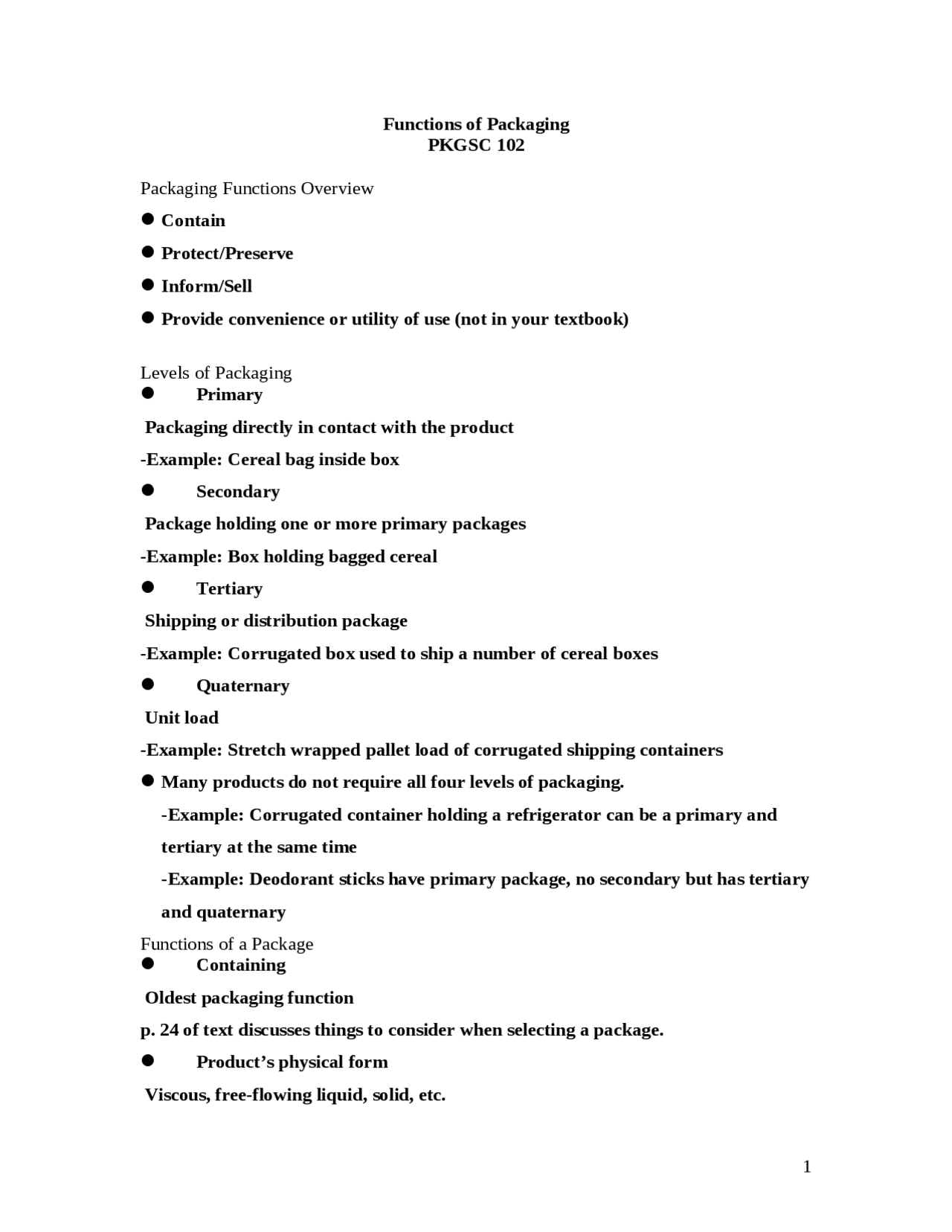 Functions Of Packaging Lecture Notes Introduction To Packaging