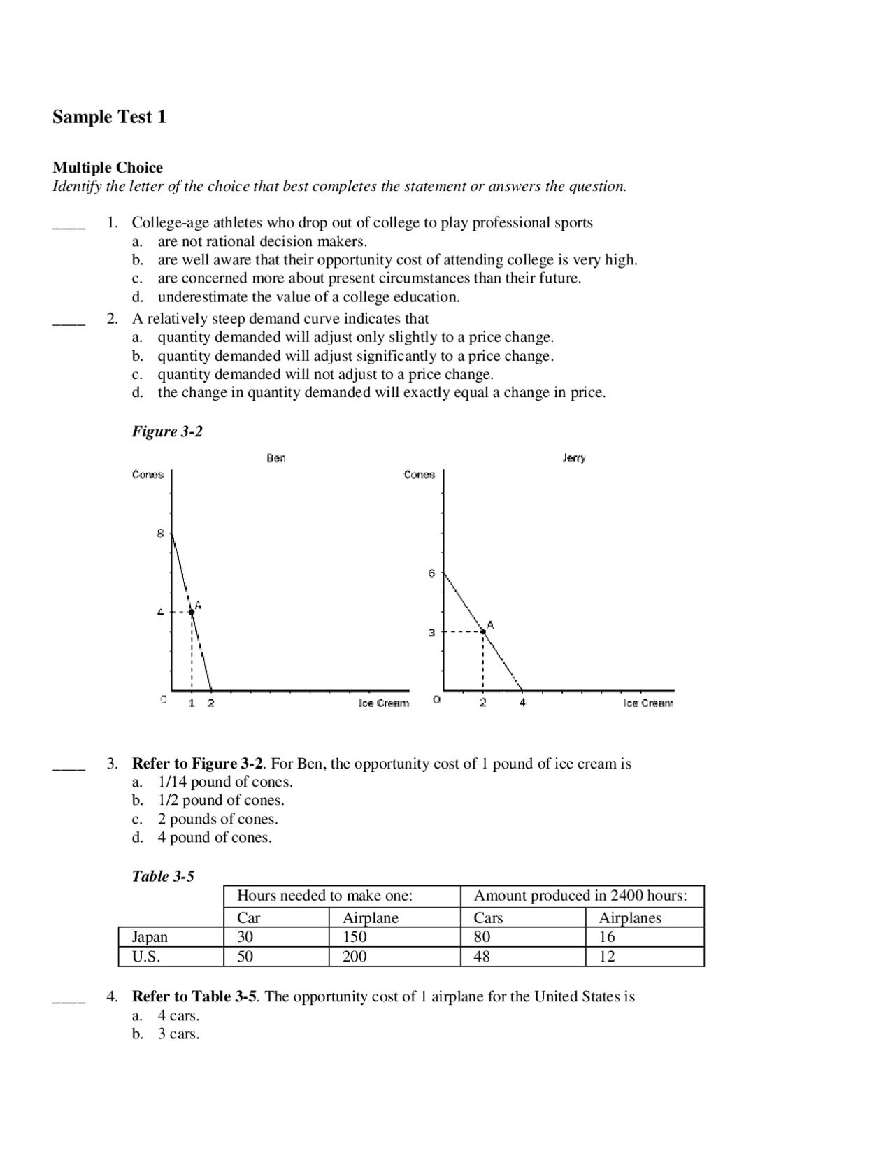Sample Test 1 | Introduction to Microeconomics | ECON 2103 | Study ...
