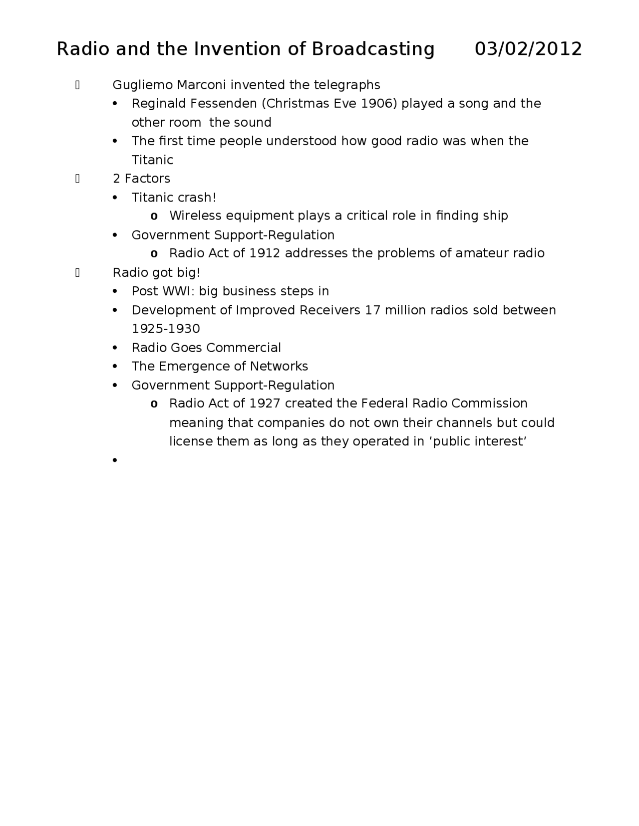 Radio and The Invention of Broadcasting | MC 2000 - Docsity