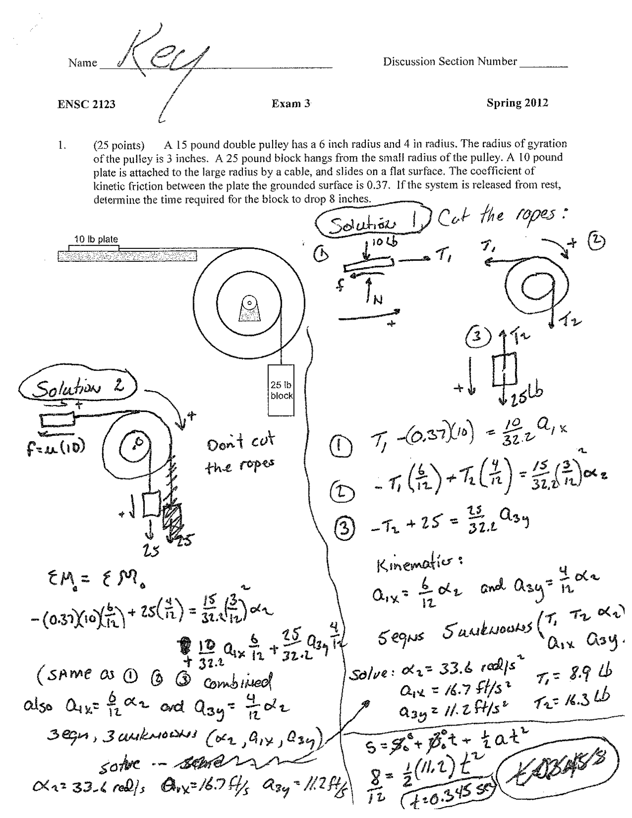 Kinetic Friction, Angular Velocity - Elementary Dynamics | ENSC 2123 - Docsity