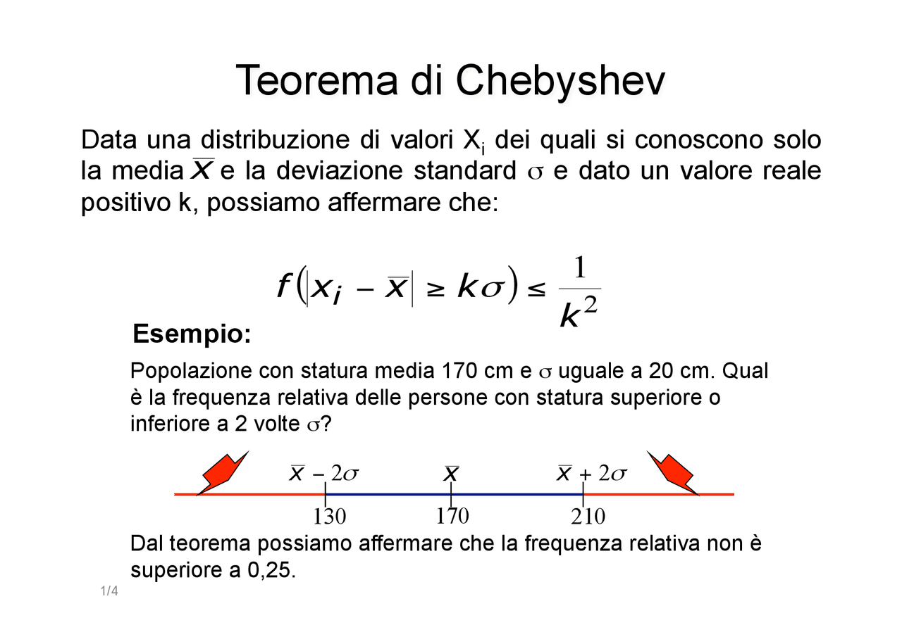 Teorema di Chebyshev e Concentrazione | Slide di Statistica | Docsity