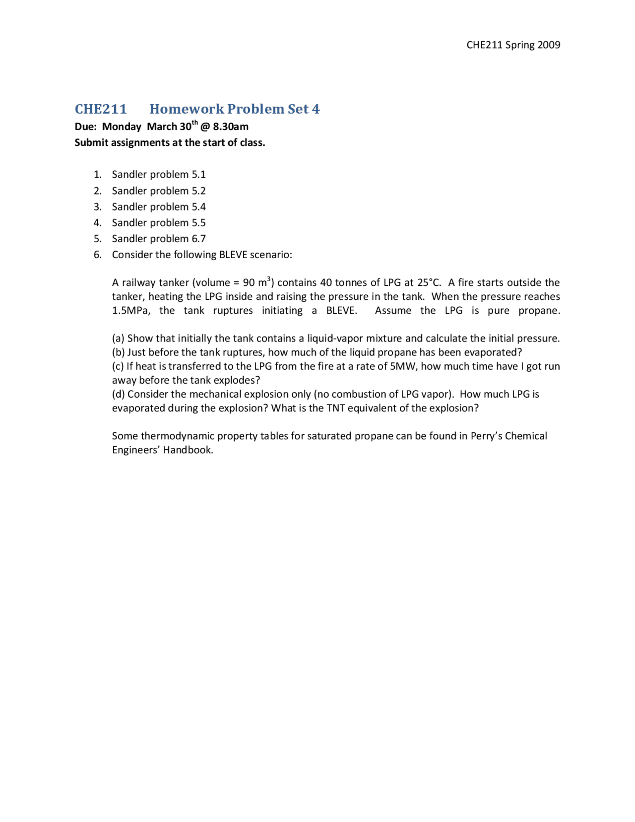Problem Set 4 Introductory Chemical Engineering Thermodynamics Che