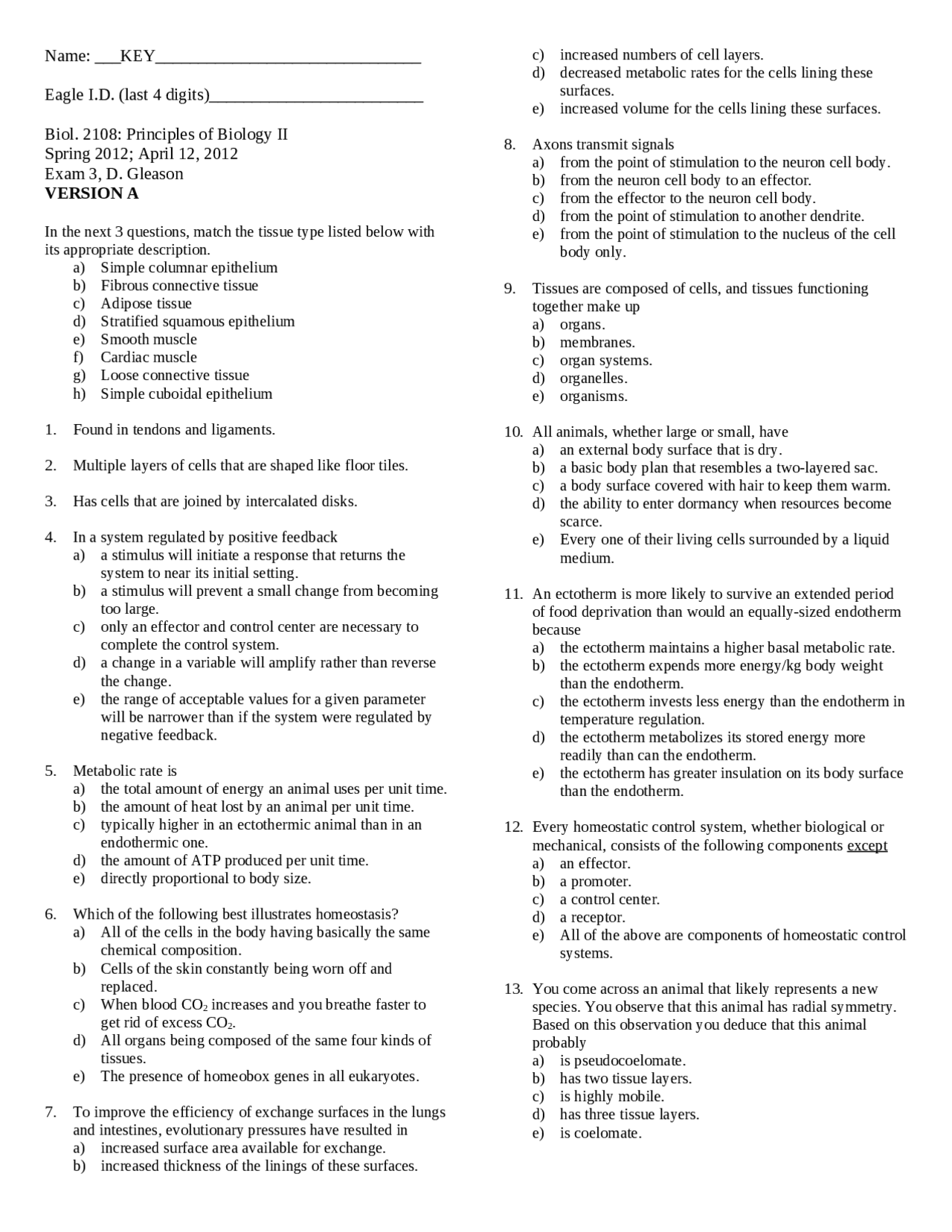 50 Solved Questions on Composition of Cells and Tissues - Exam 3 | BIOL ...