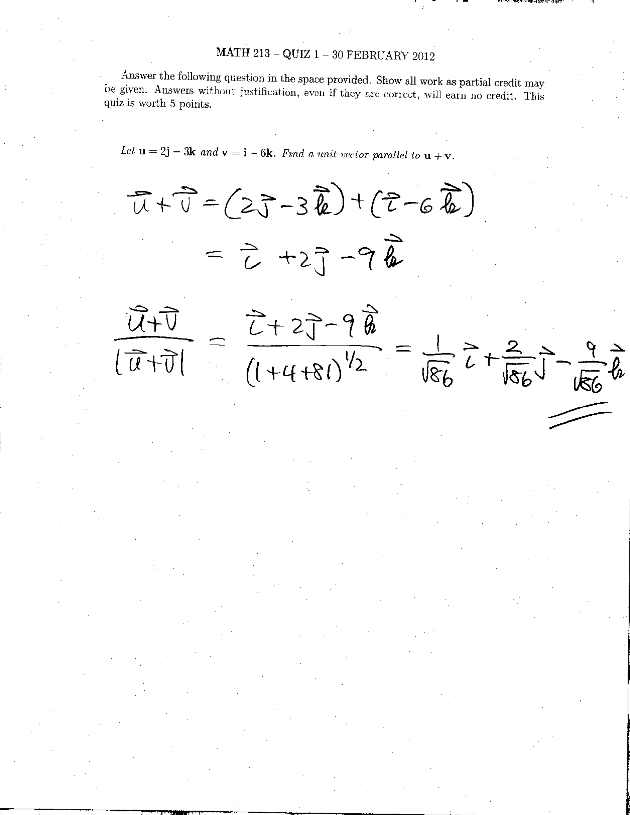 5 Questions With Solutions In Recitation Quiz 13 Math 113 Docsity