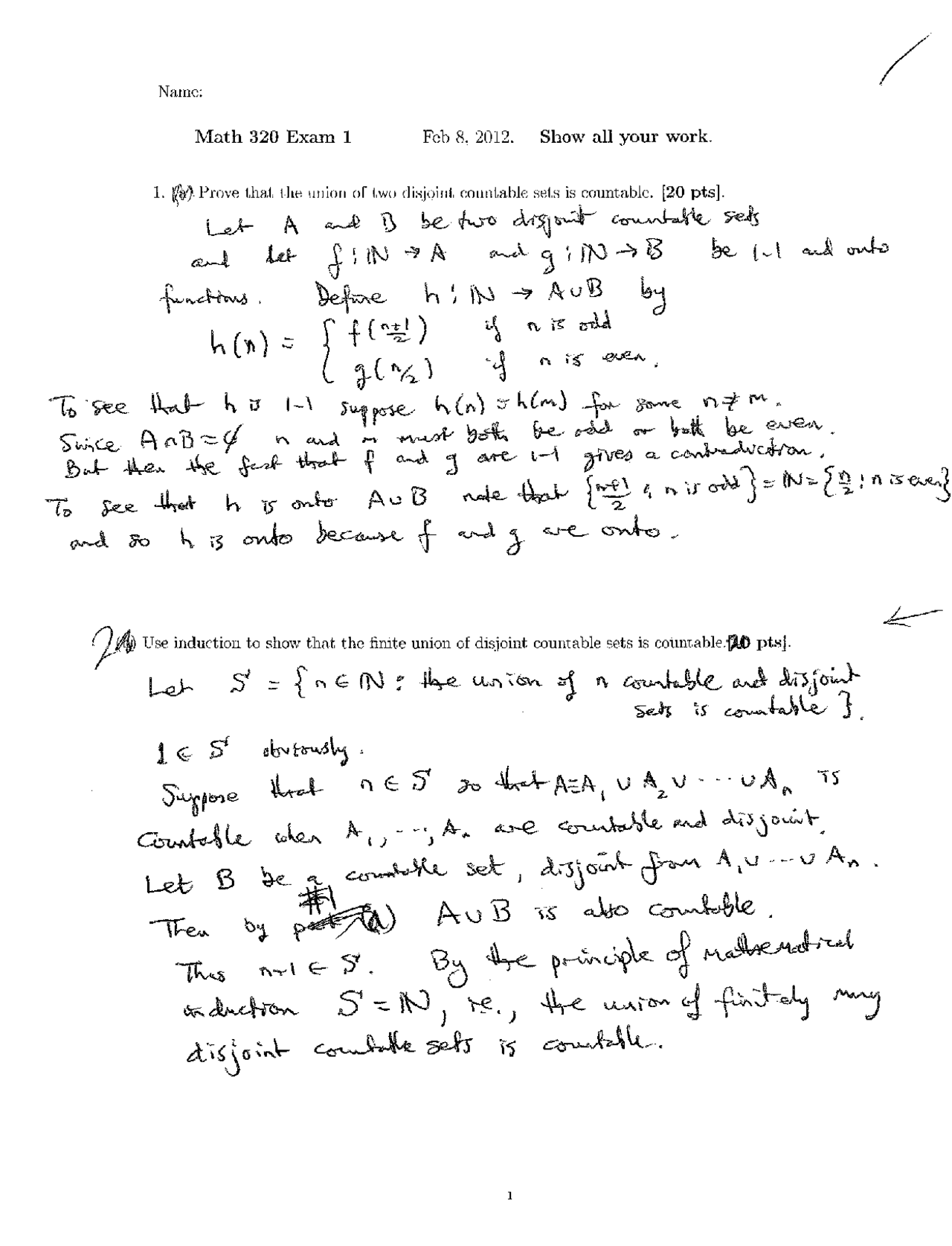 Exam With Solution For Analysis I Mth 320 Docsity