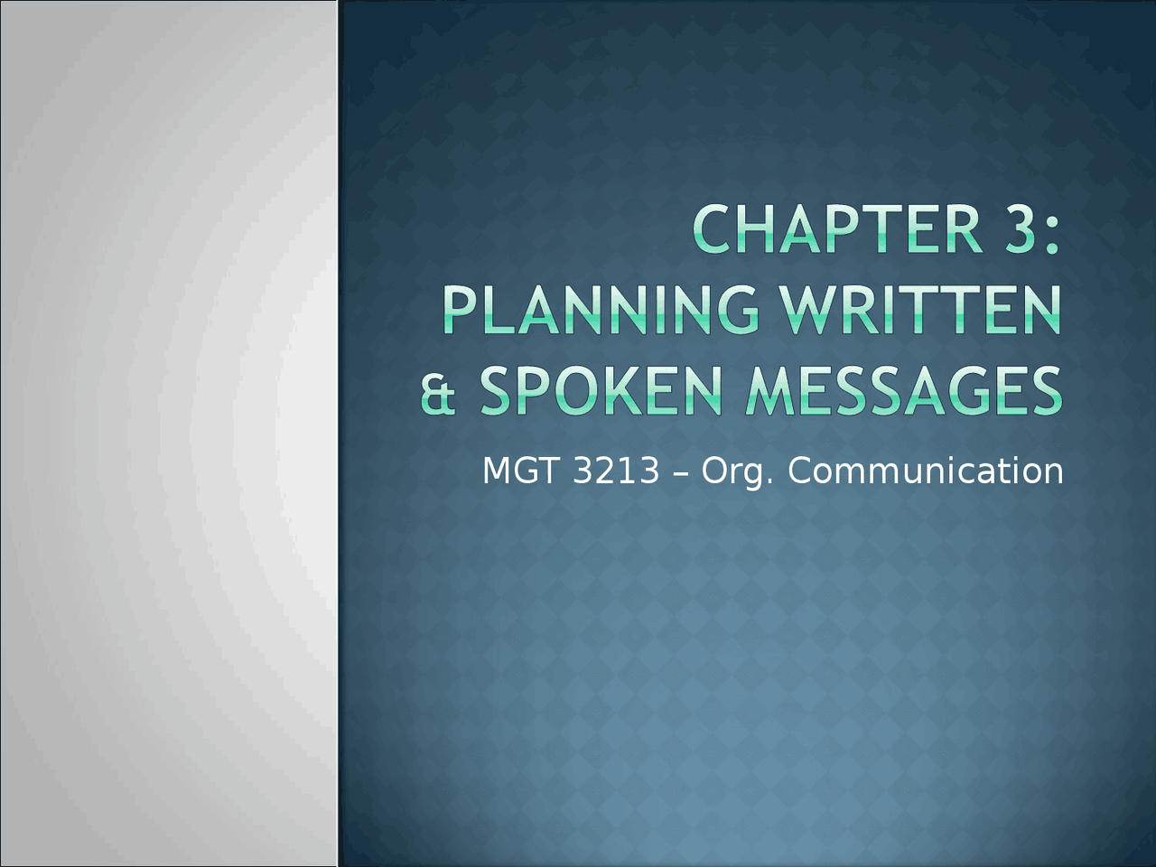 Planning Written, Spoken and Messages Communications - Lecture Slides ...