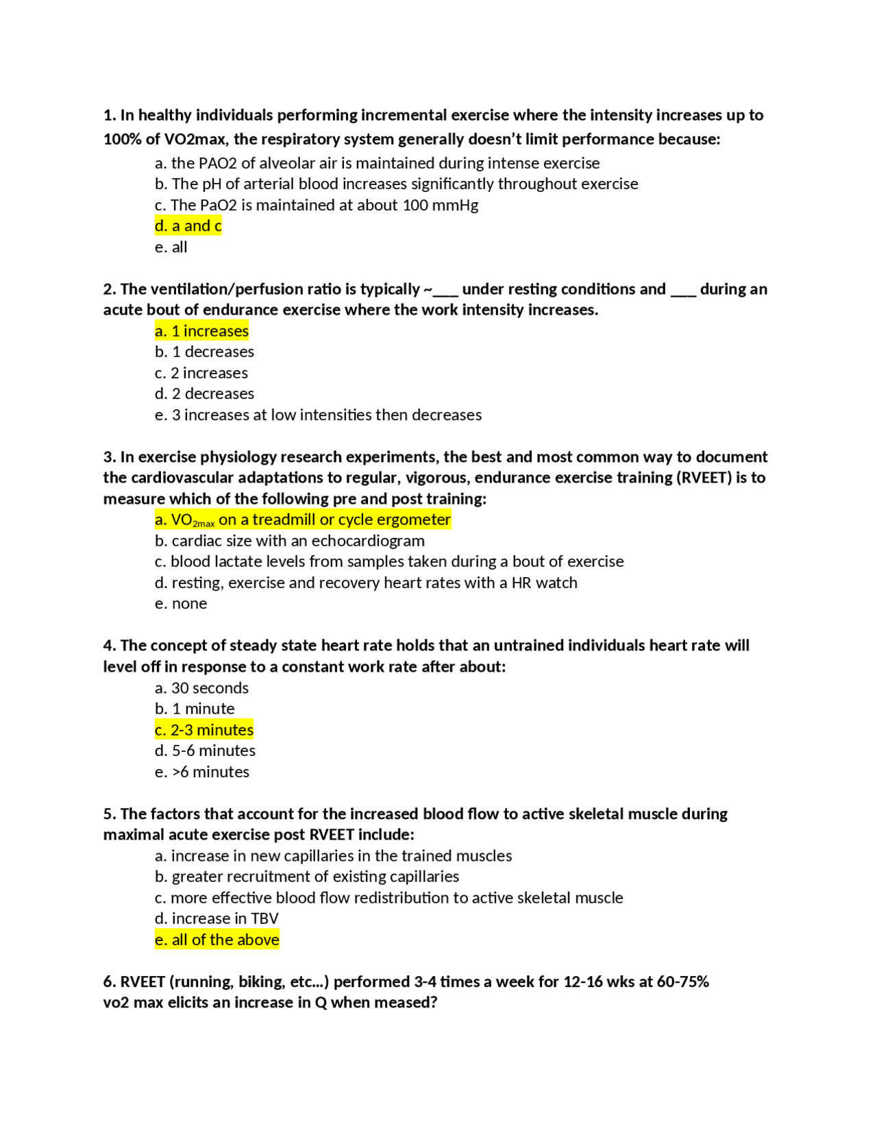 Physiology Of Exercise Solved Exam 2 Knes 360 Docsity