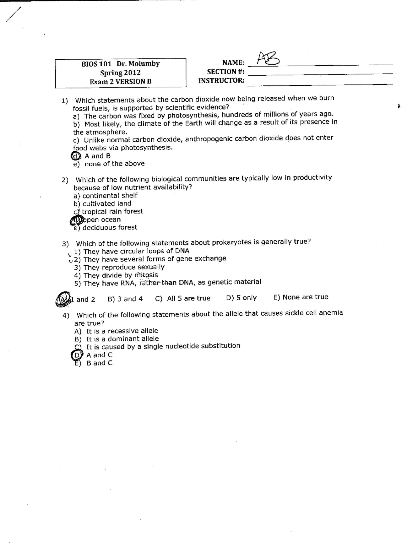 Biology of Populations and Communities - Quiz 2 with Solutions | BIOS ...